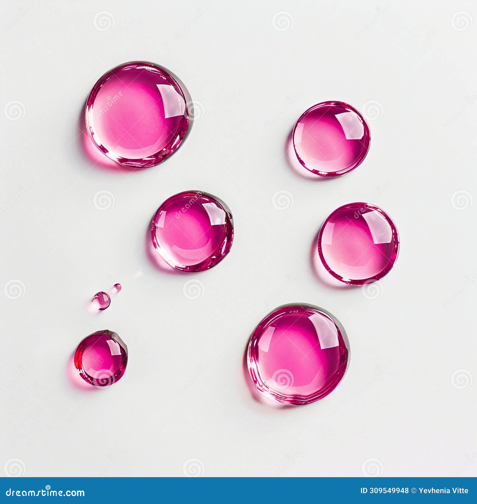 Pink Fluid Drops Floating on a White Background. Generative Ai Stock ...