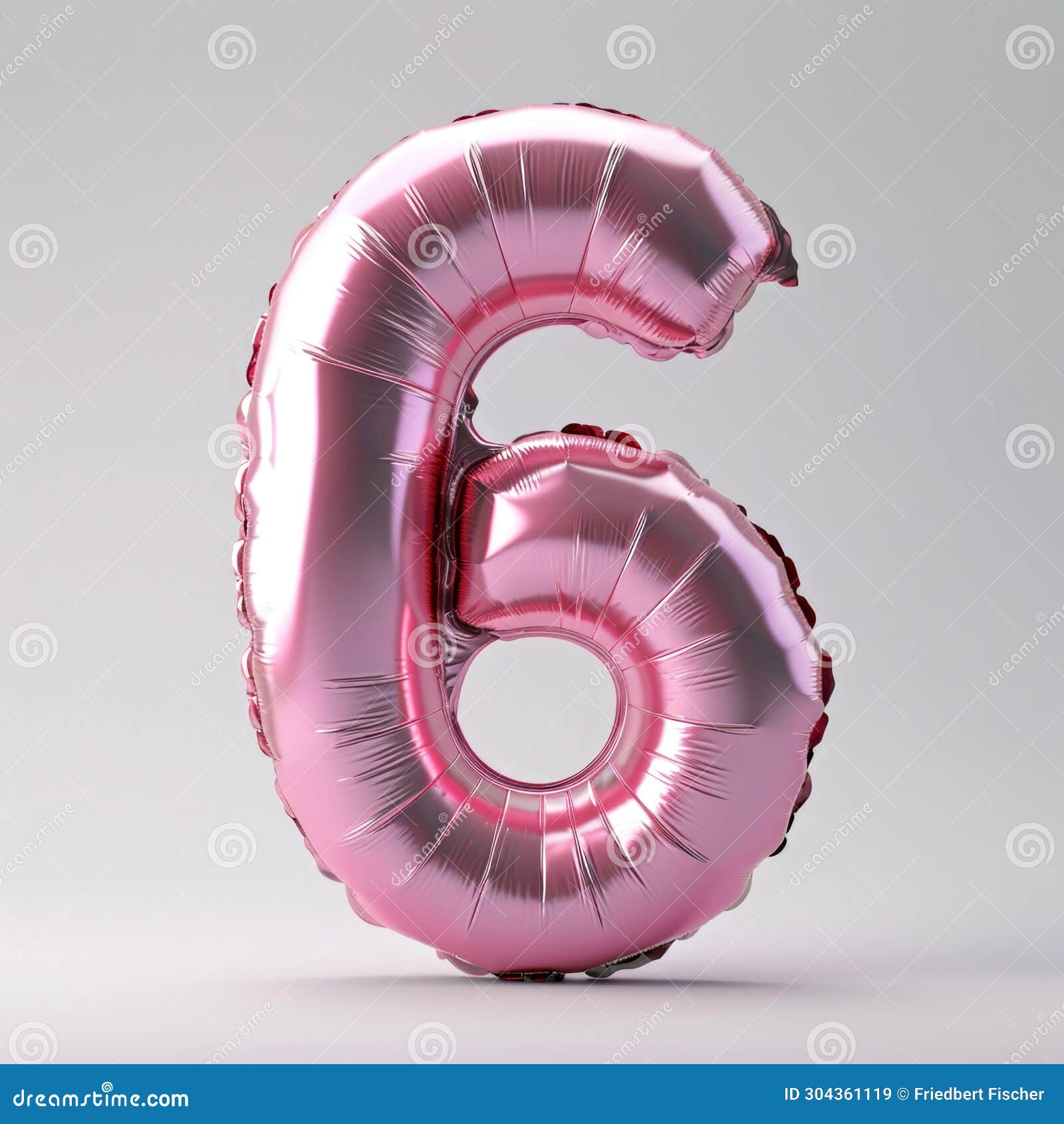 A Pink Foil Balloon Shaped Like the Number Six Stock Image - Image of ...