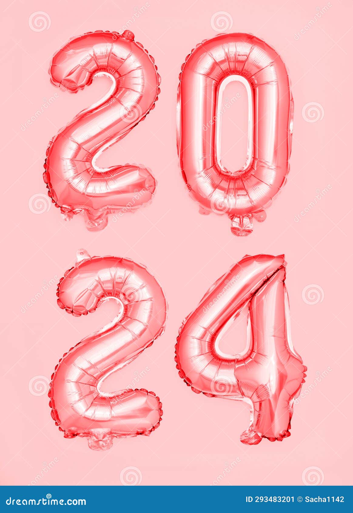 Pink Foil Balloons with the Number 2024. Stock Illustration ...