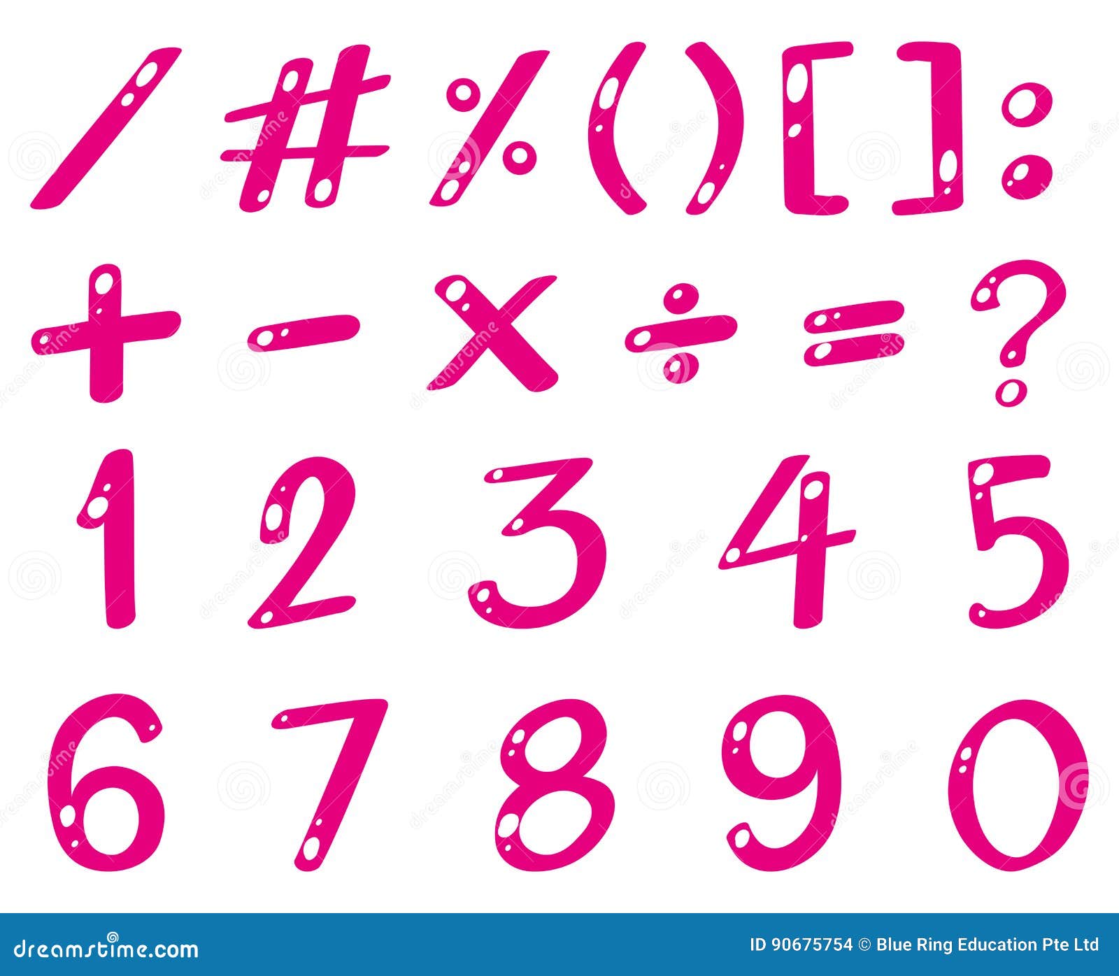 Pink Font for Numbers and Signs Stock Vector - Illustration of mark ...