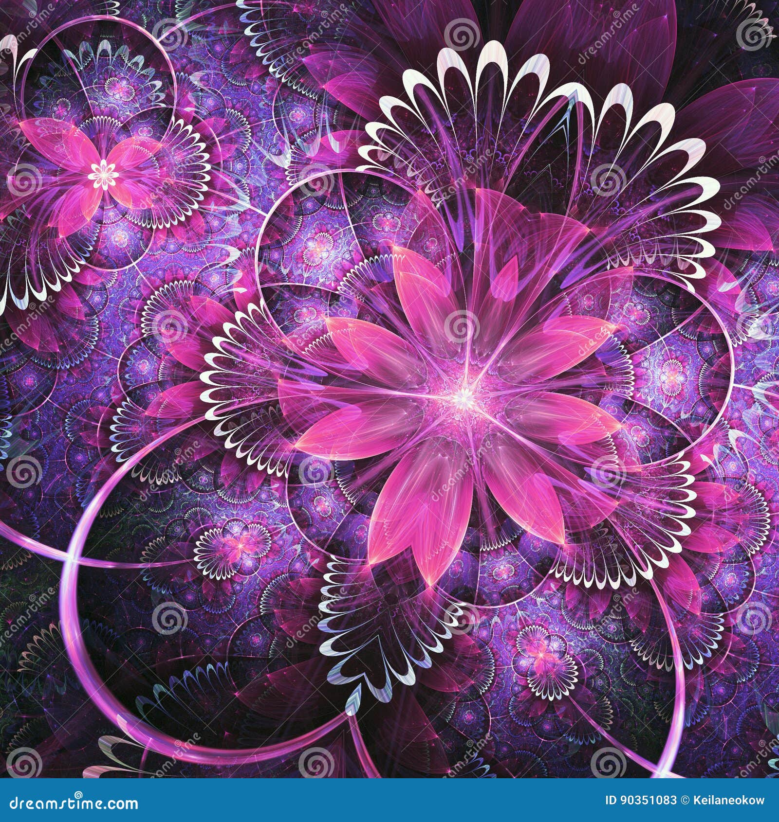 Pink fractal flower stock illustration. Illustration of futuristic ...