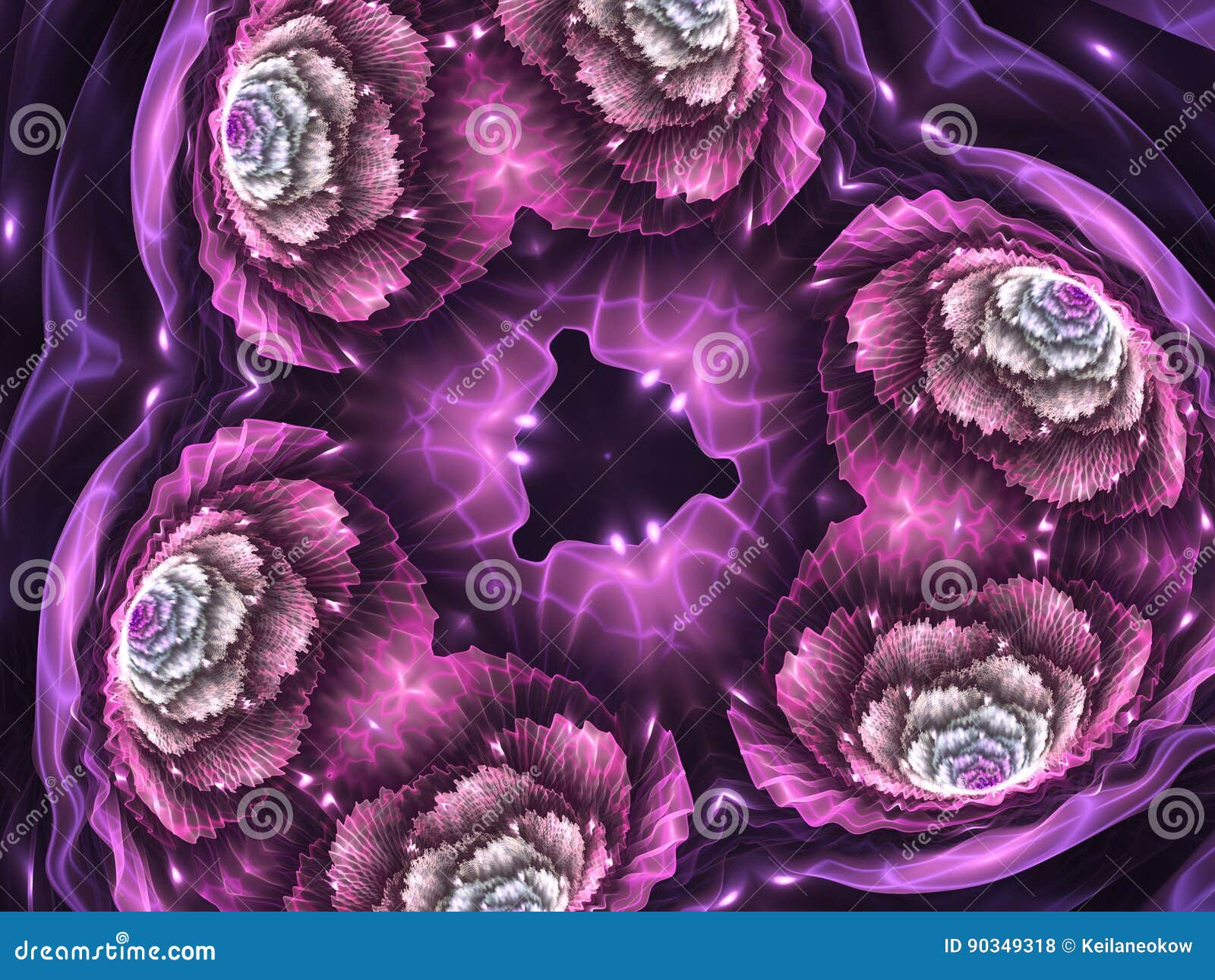 Pink Fractal Flowers Stock Illustration Illustration Of Concept 90349318