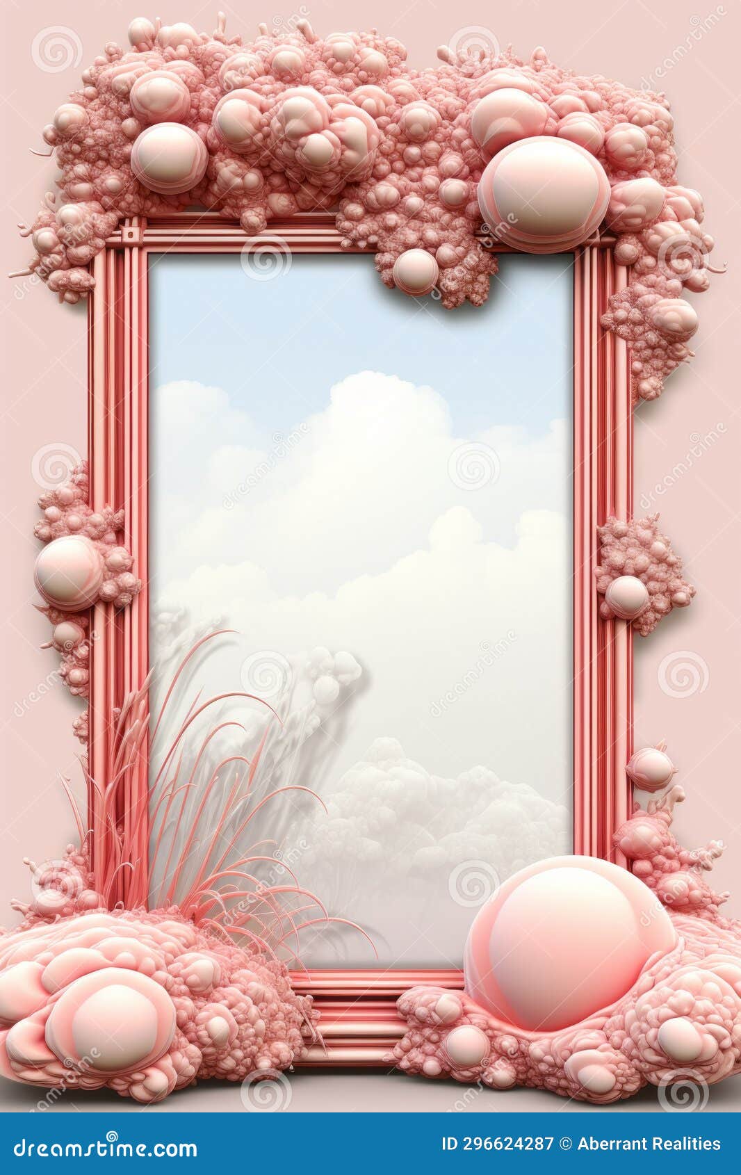 A Pink Frame with Bubbles and Clouds on it Stock Illustration ...