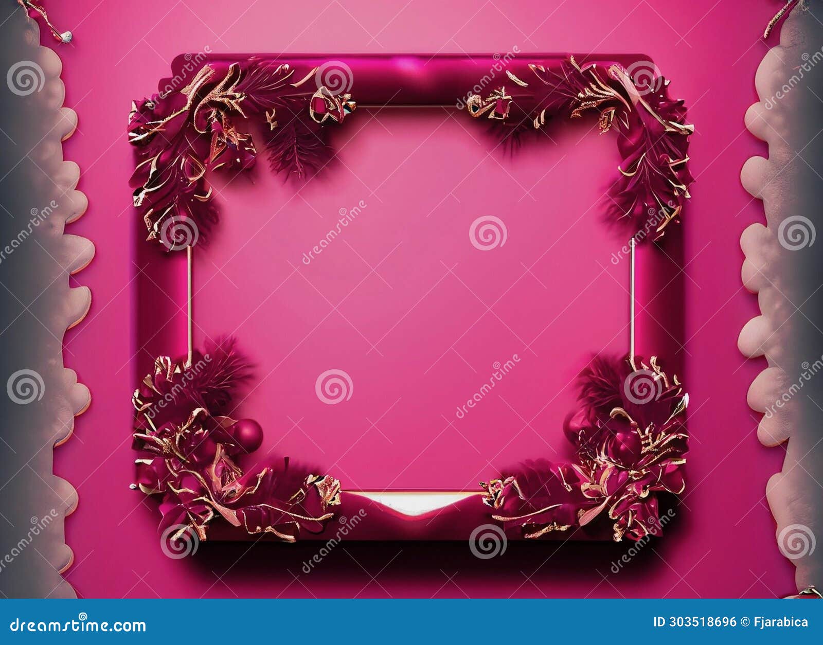 Pink Frame with Christmas Decorations Stock Illustration - Illustration ...