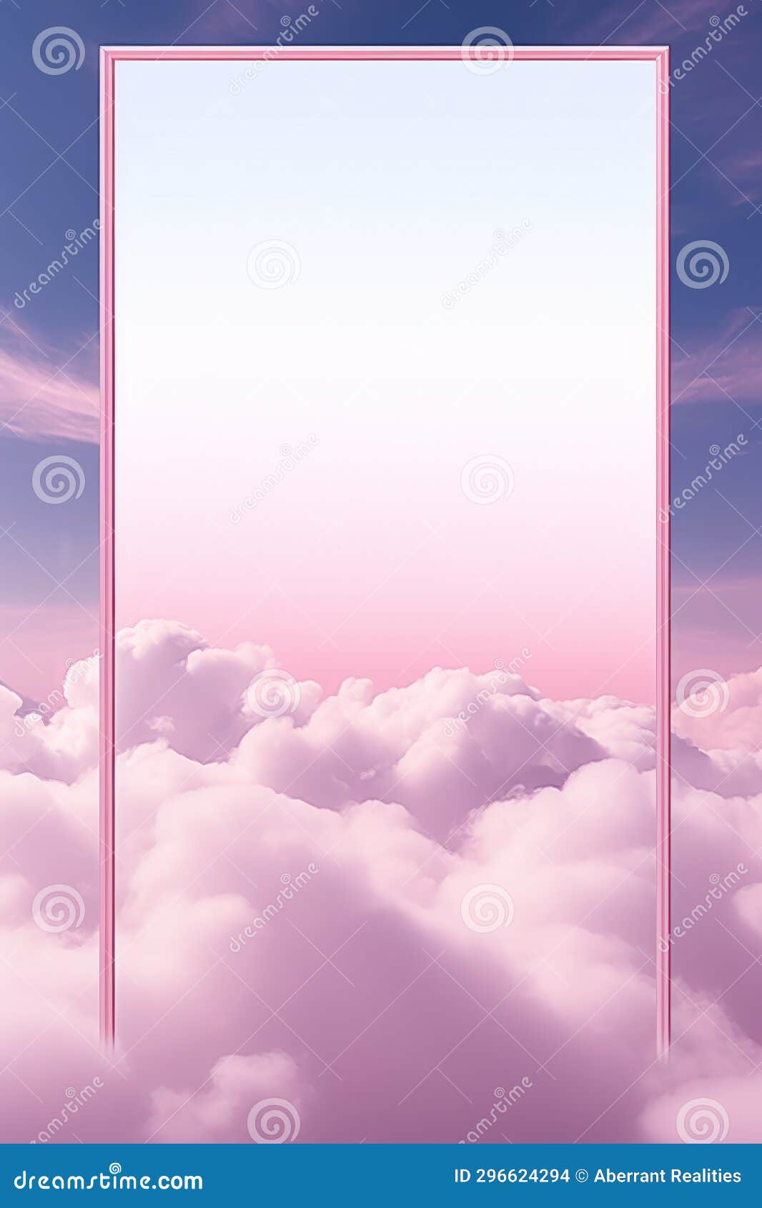 A Pink Frame with Clouds in the Background Stock Illustration ...