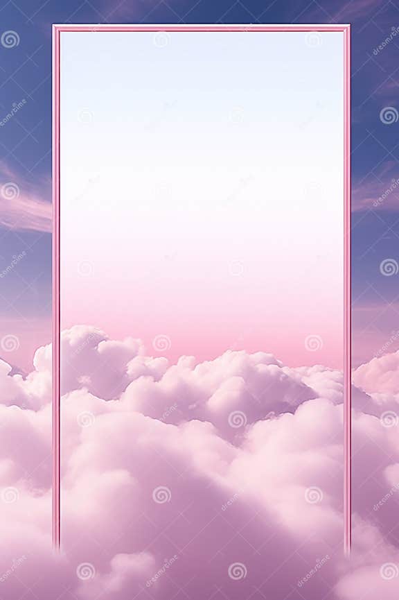 A Pink Frame with Clouds in the Background Stock Illustration ...