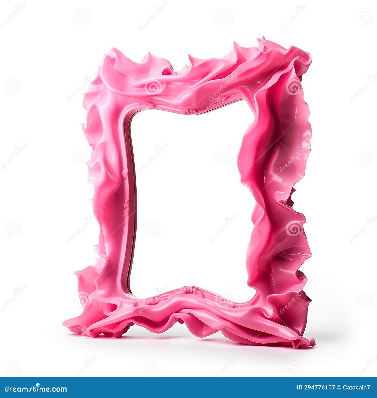 Pink Frame of a Curved, Fancy Shape on a White Background, Color Tints ...