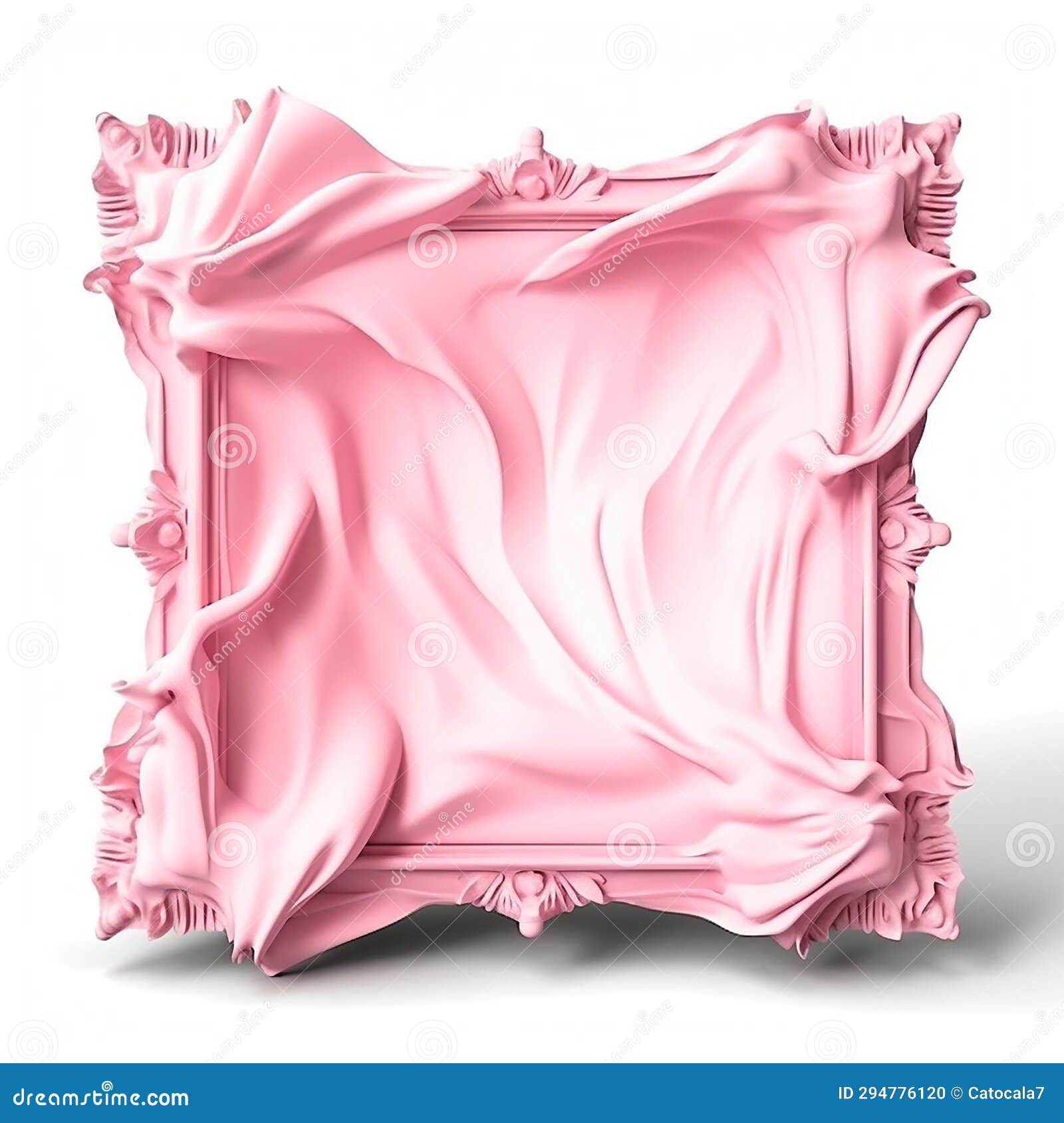 Pink Frame of a Curved, Fancy Shape on a White Background, Color Tints ...