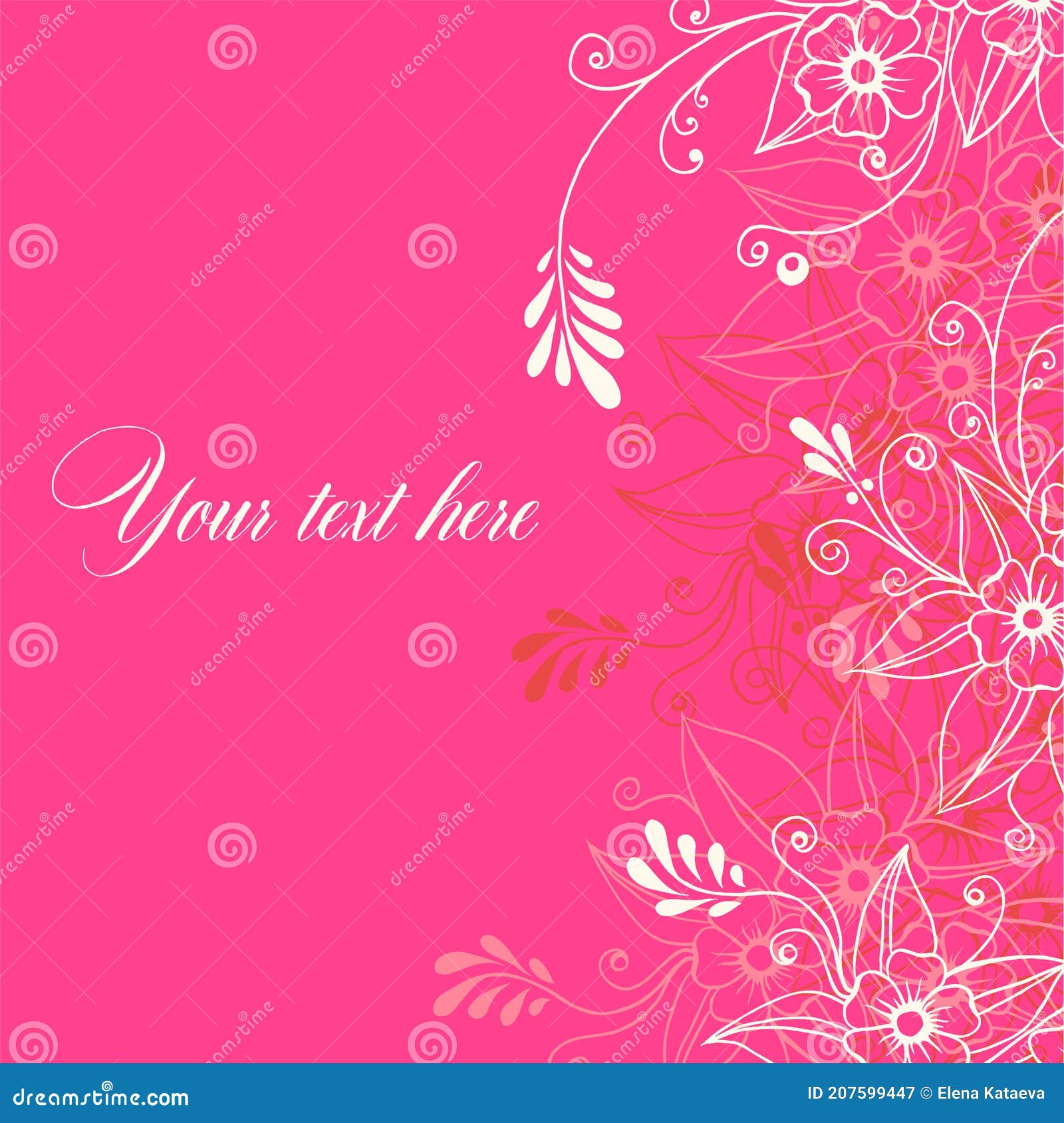 Pink Frame of Flowers on a Pink Background in Indian Style Stock Vector ...