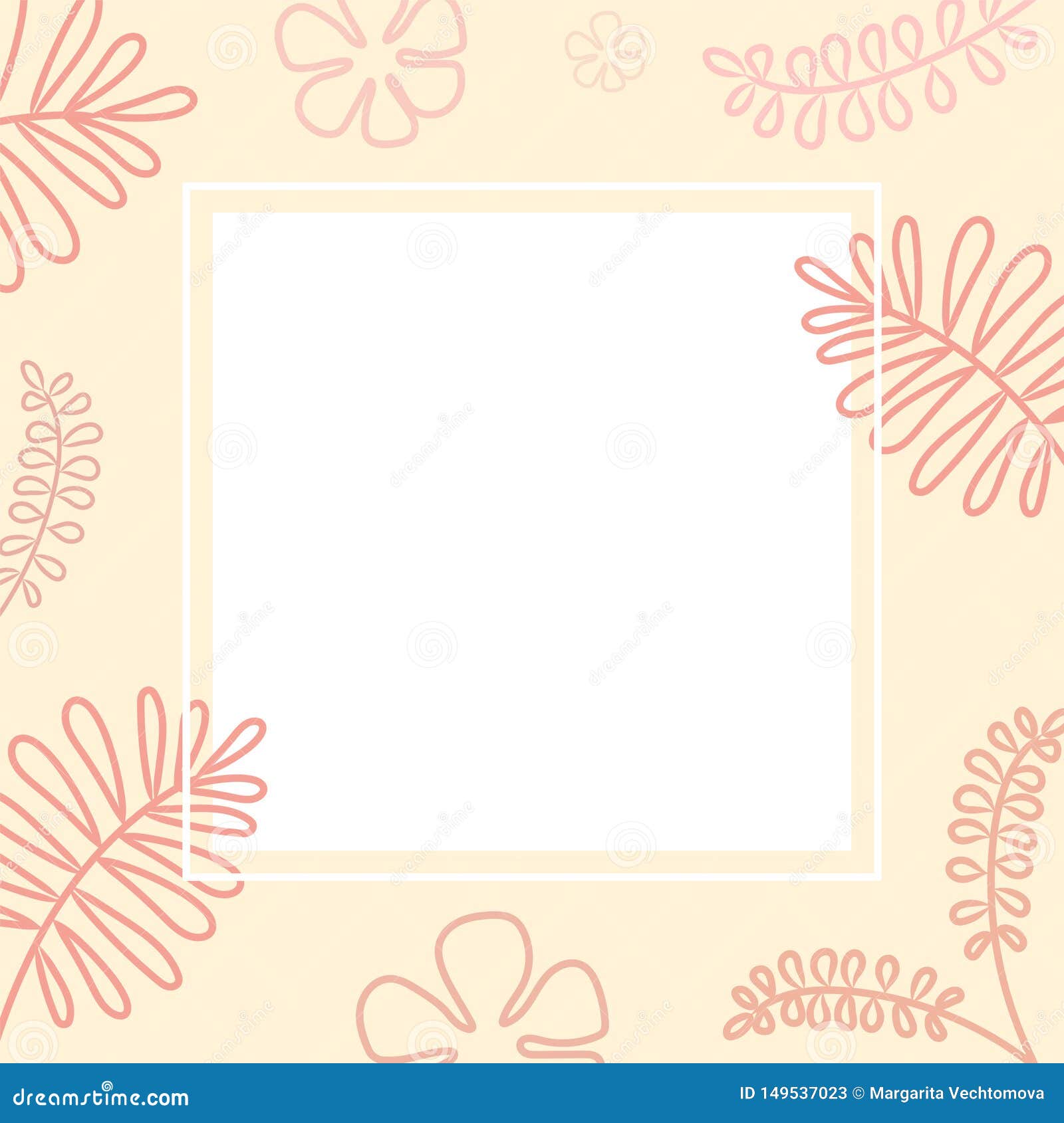 Pink Frame with Flowers and Leaves Stock Vector - Illustration of ...