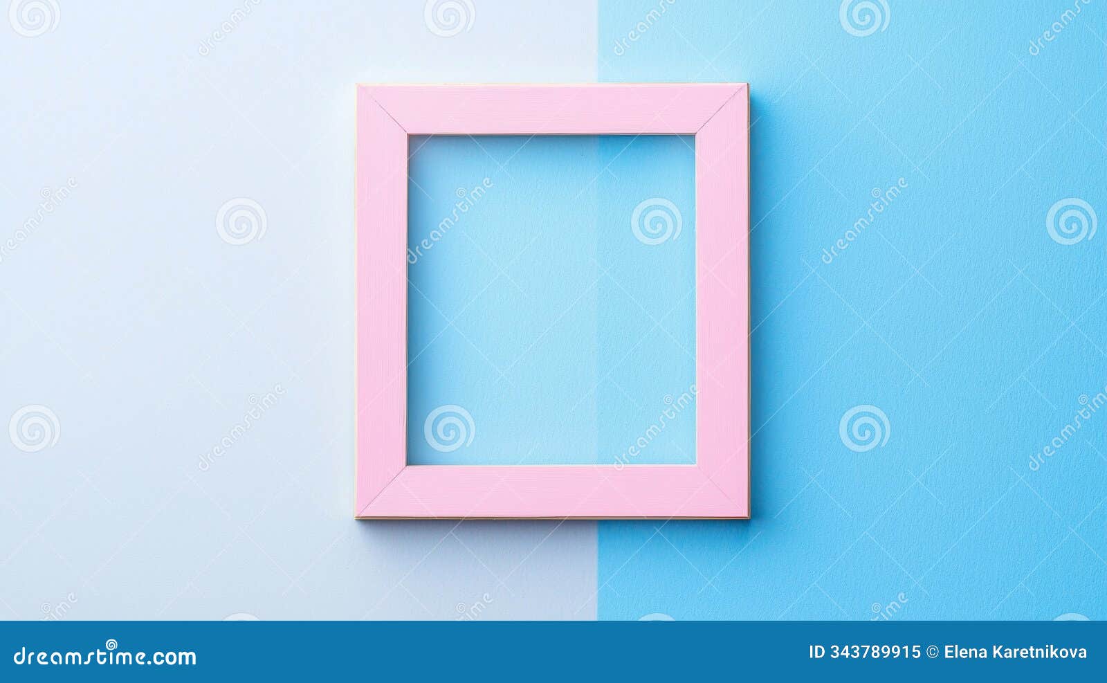 Pink Frame is Put on a Two-toned Pastel Background Dividing the Blue ...