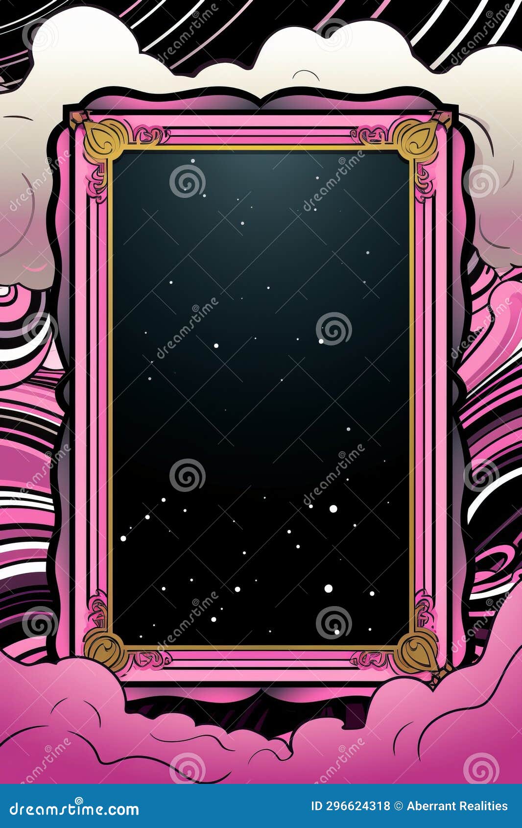 A Pink Frame with Stars and Clouds in the Background Stock Illustration ...
