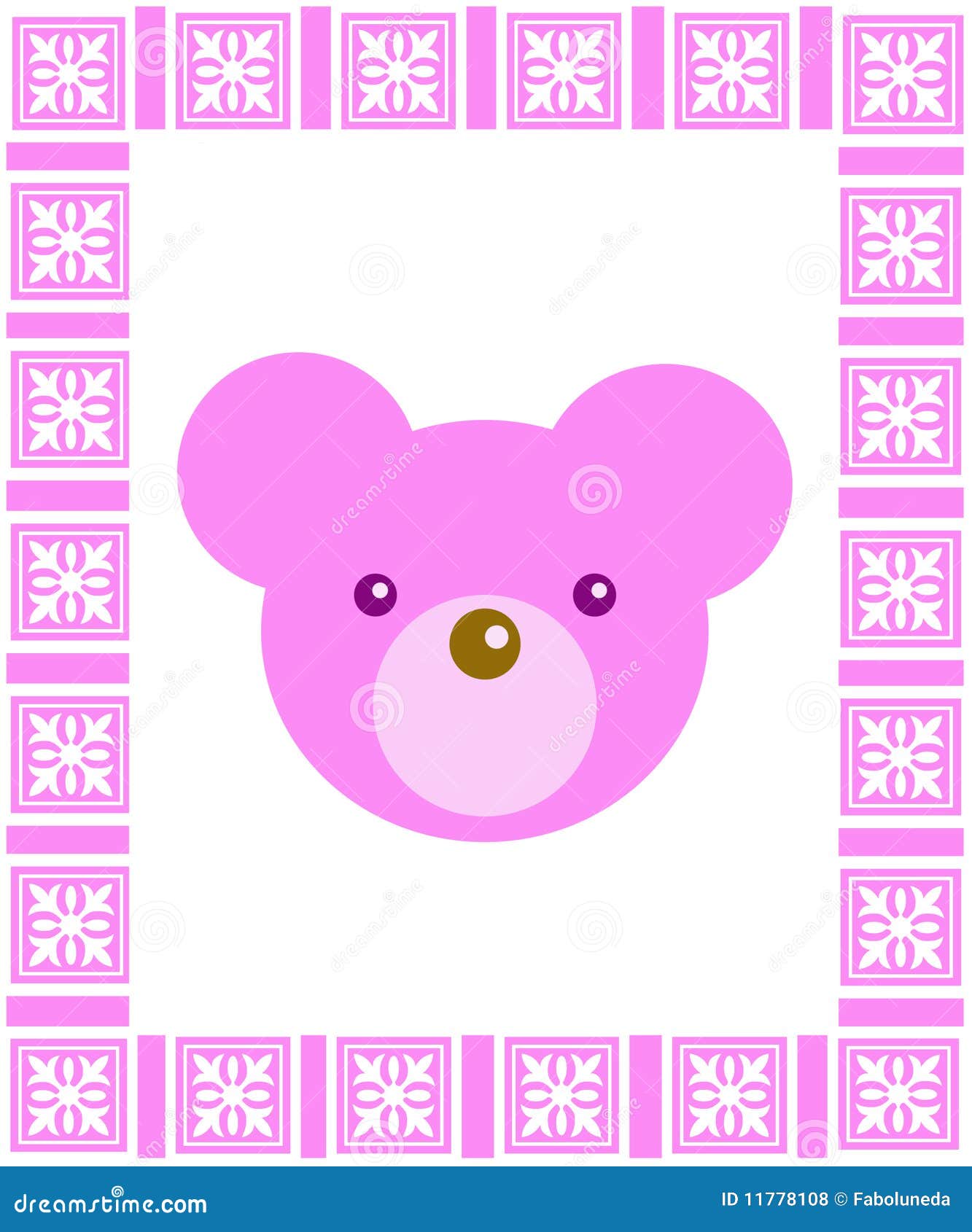 Pink Frame with Teddy Bear stock illustration. Illustration of bear ...