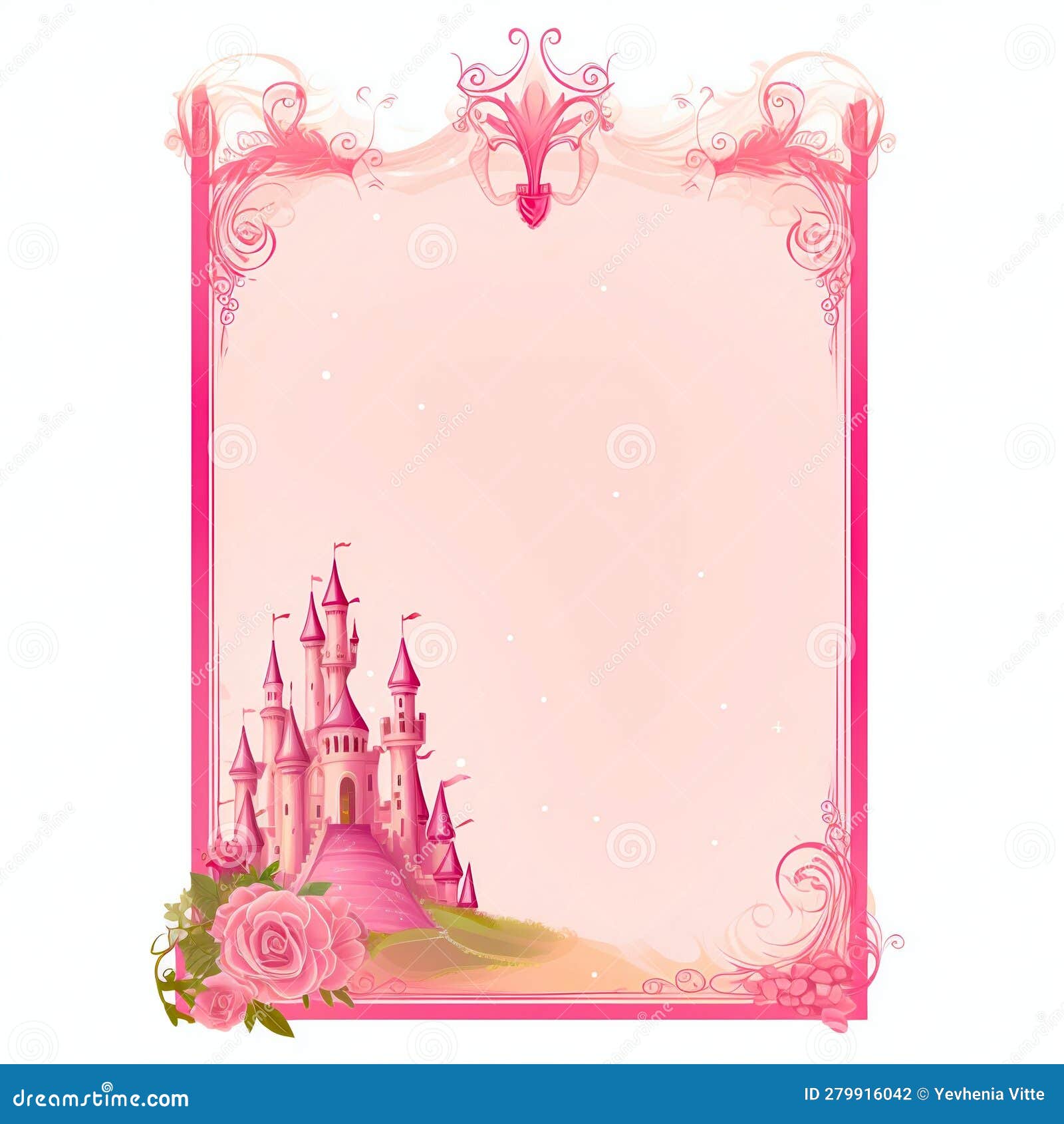 Pink Frame Template in Princess Style. Generative AI Stock Illustration ...