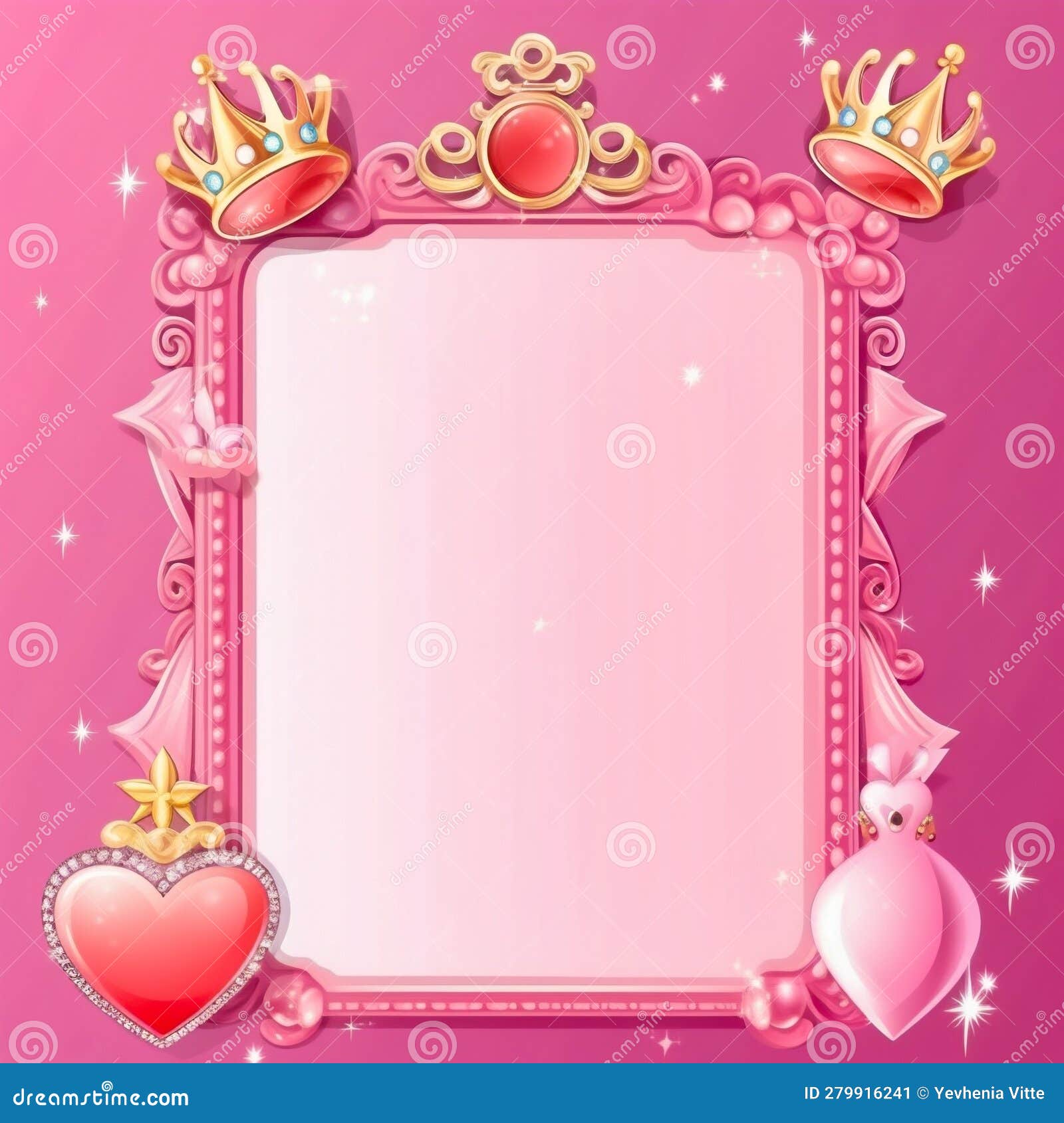 Pink Frame Template in Princess Style. Generative AI Stock Illustration ...
