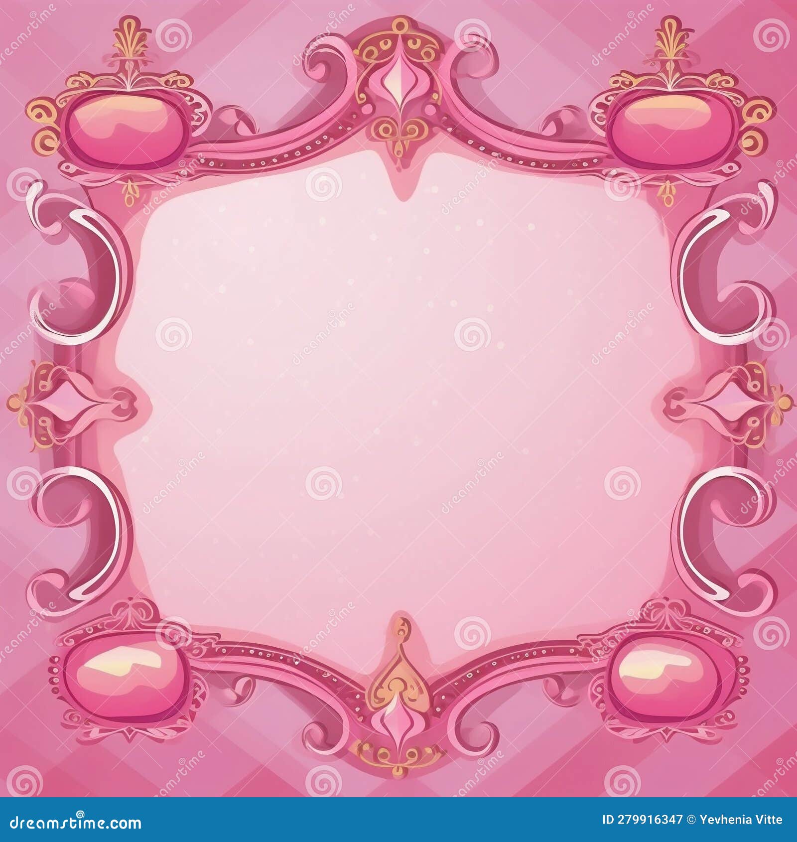 Pink Frame Template in Princess Style. Generative AI Stock Illustration ...
