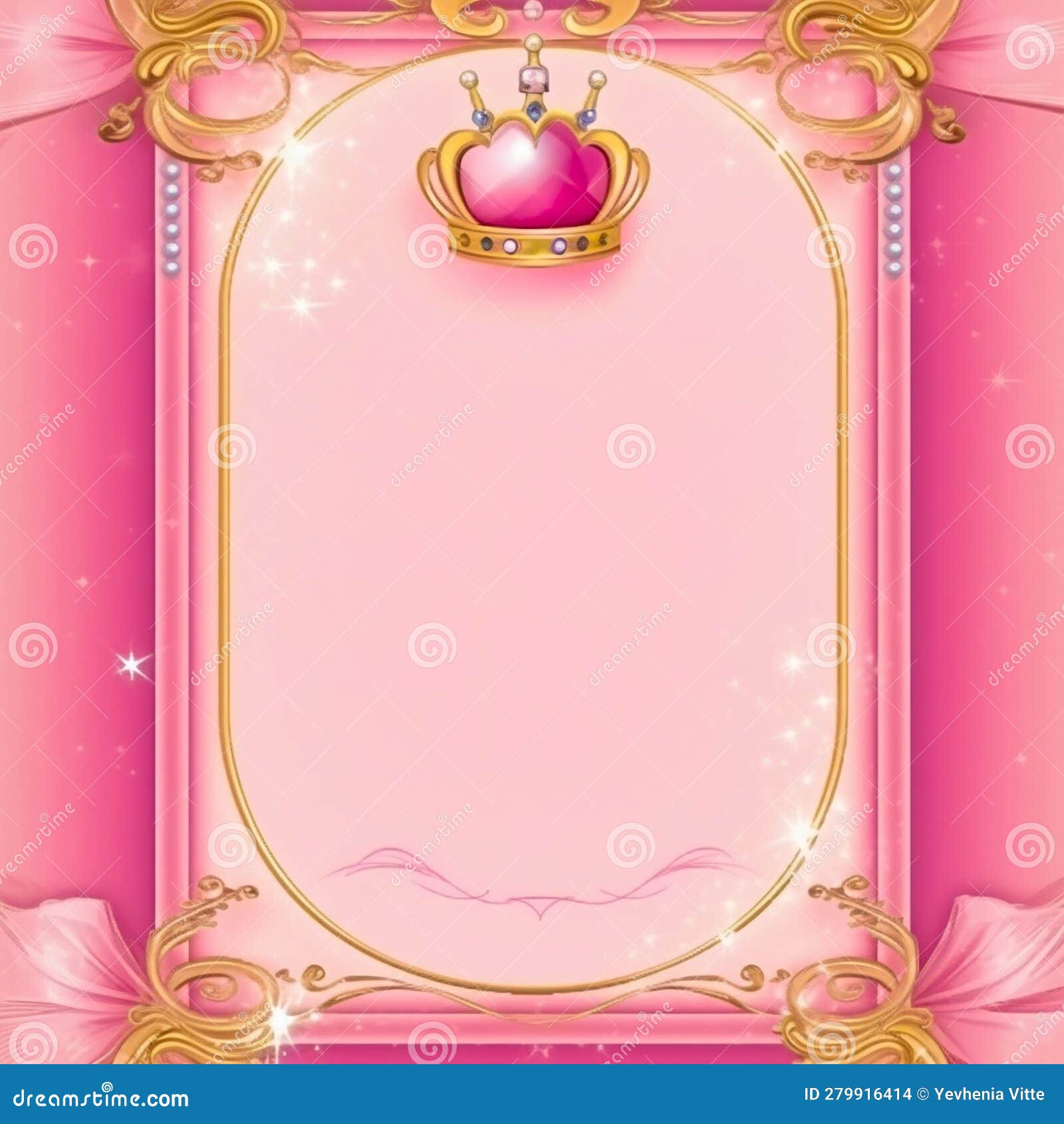 Pink Frame Template in Princess Style. Generative AI Stock Illustration ...
