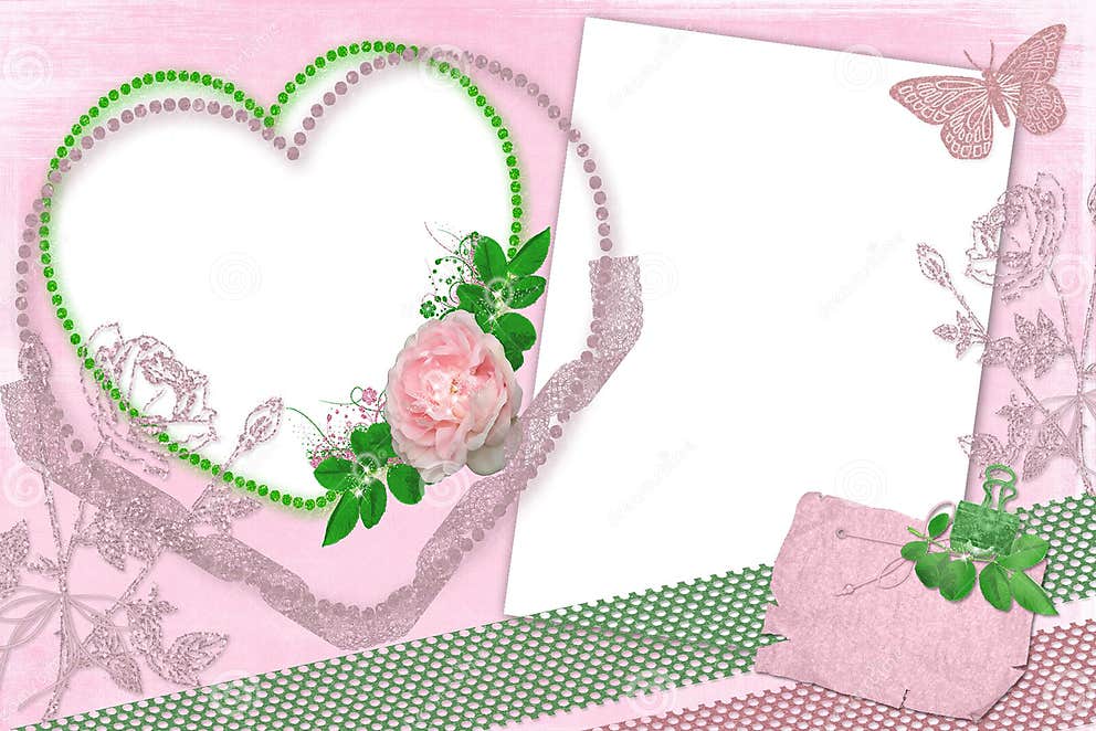 Pink framework with roses stock illustration. Illustration of laces ...