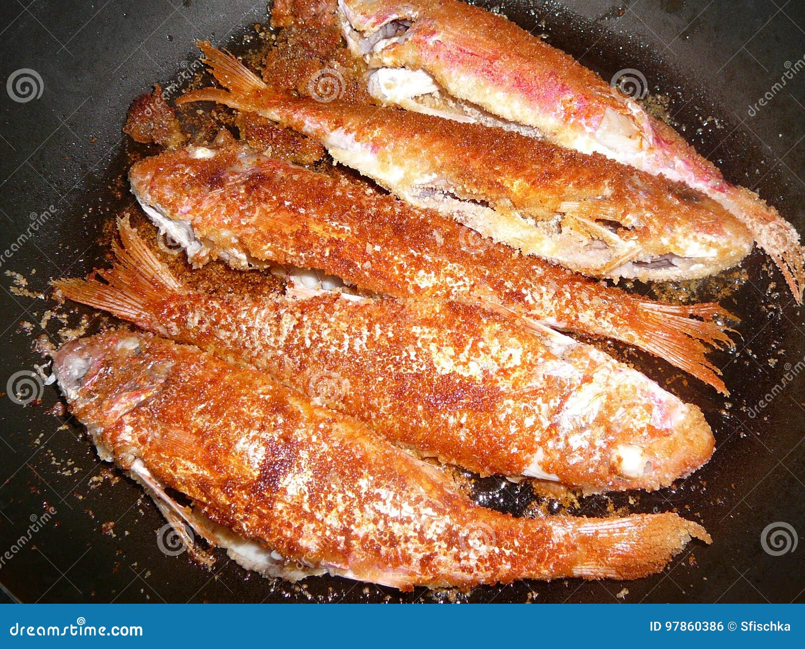 Pink Fried Appetizing Mullet Fish Stock Photo - Image of pink, food ...