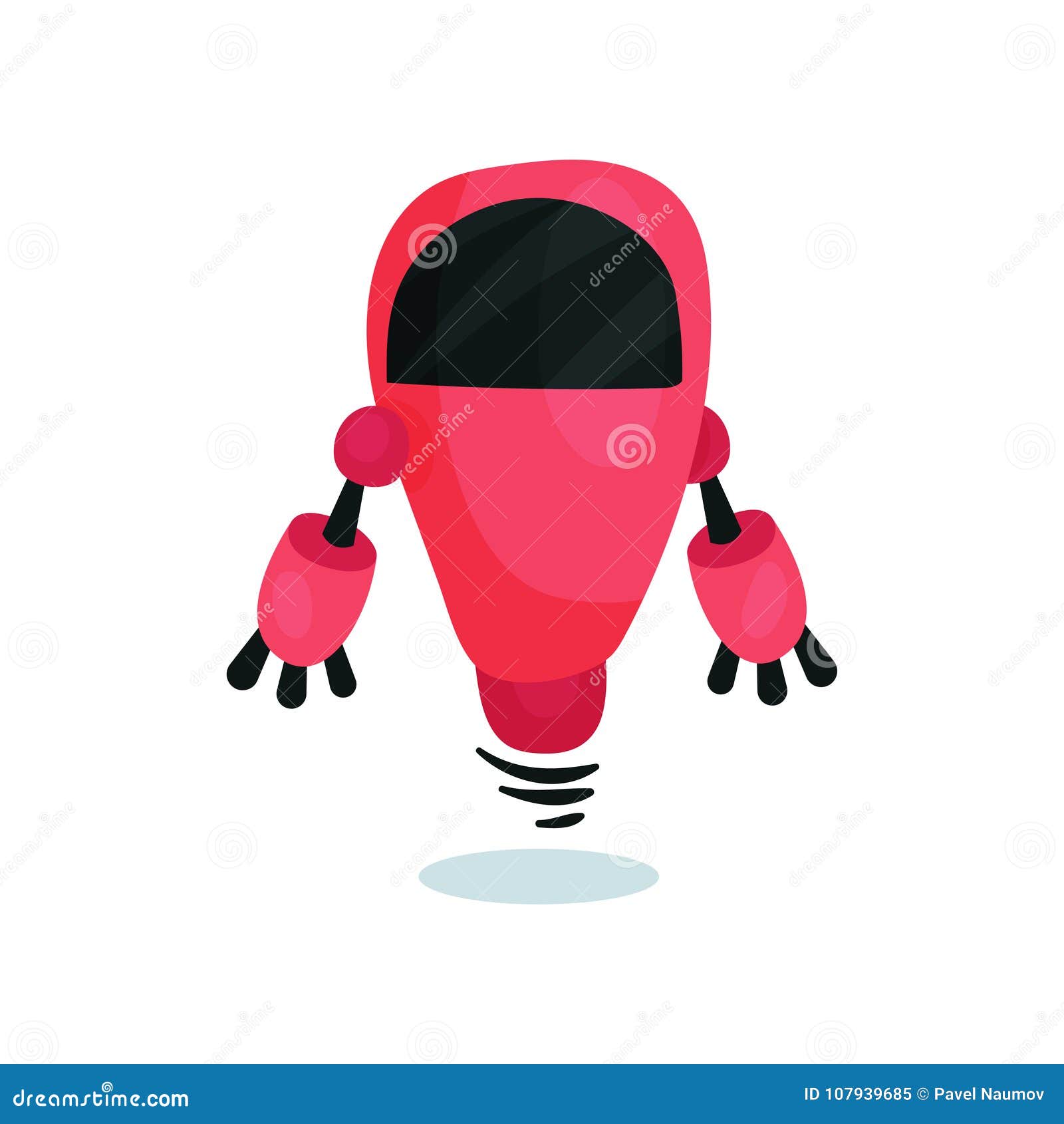 Pink Friendly Robot, Artificial Intelligence Cartoon Vector ...