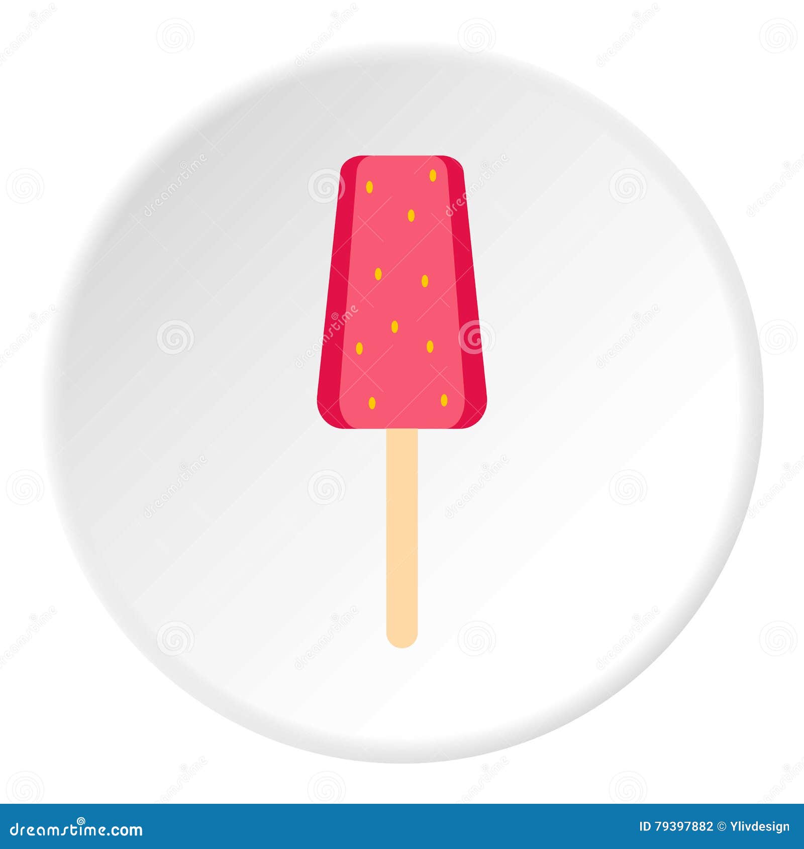 Pink Fruit Ice Cream Icon, Flat Style Stock Vector - Illustration of ...