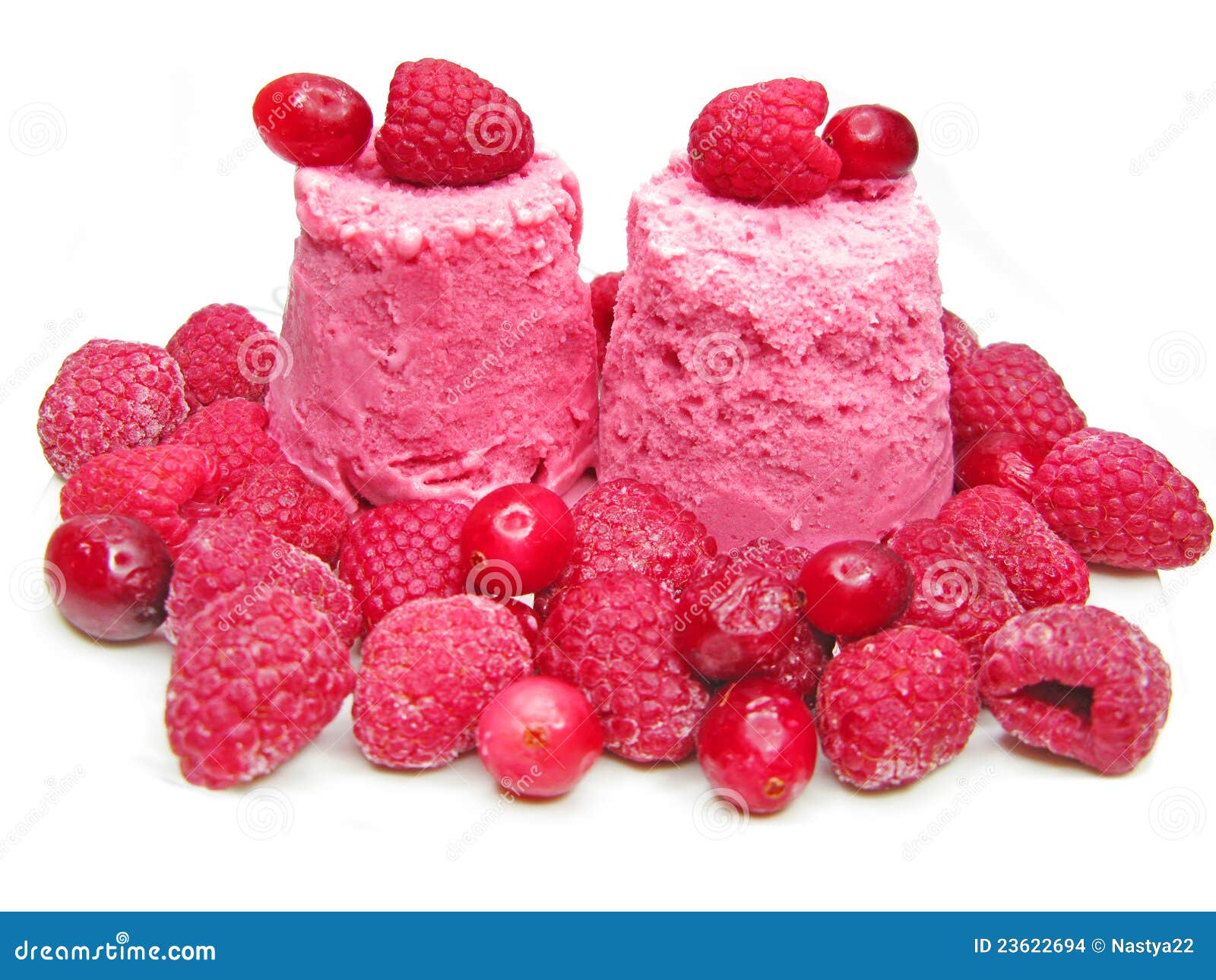 Pink Fruit Ice-cream with Raspberry Stock Photo - Image of fruit, mint ...