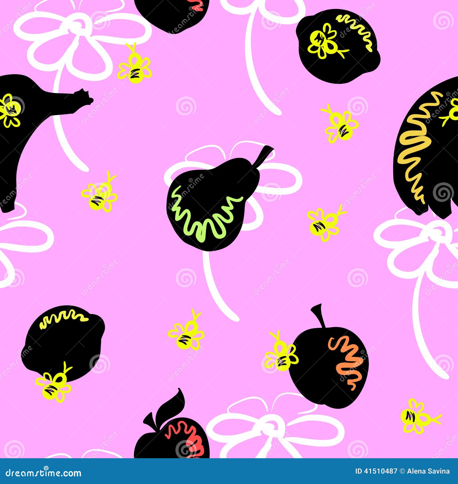 Pink Fruit Pattern stock vector. Illustration of bright - 41510487