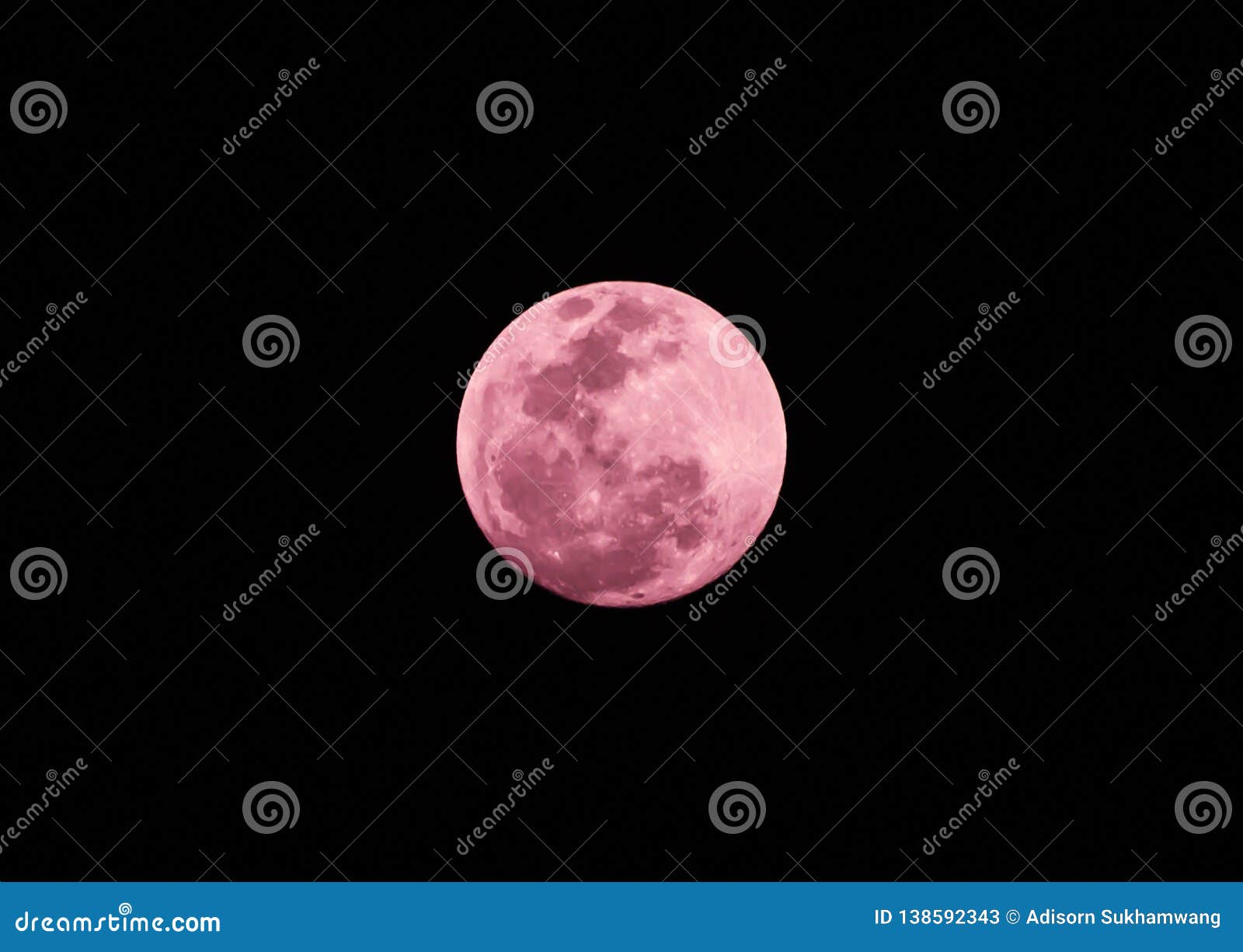 Pink Full Moon on the Dark Night Stock Illustration - Illustration of ...