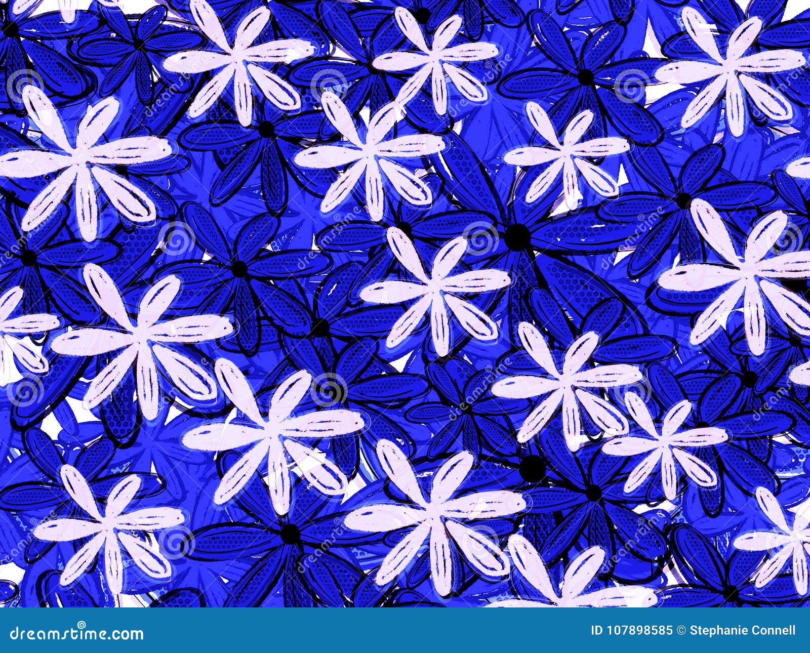 Blue Hawaiian Style Floral Pattern Backdrop Stock Illustration ...