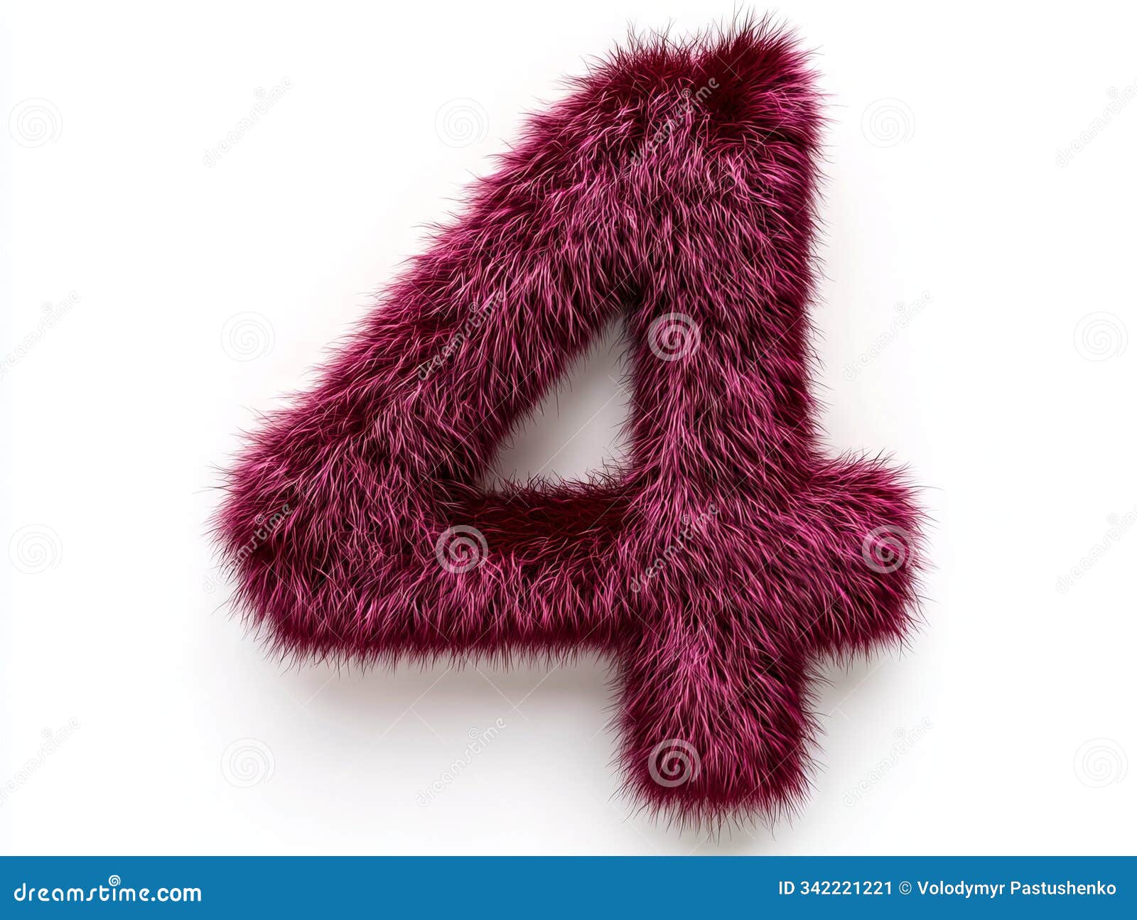 A Pink Furry Number Four on a White Background Stock Illustration ...