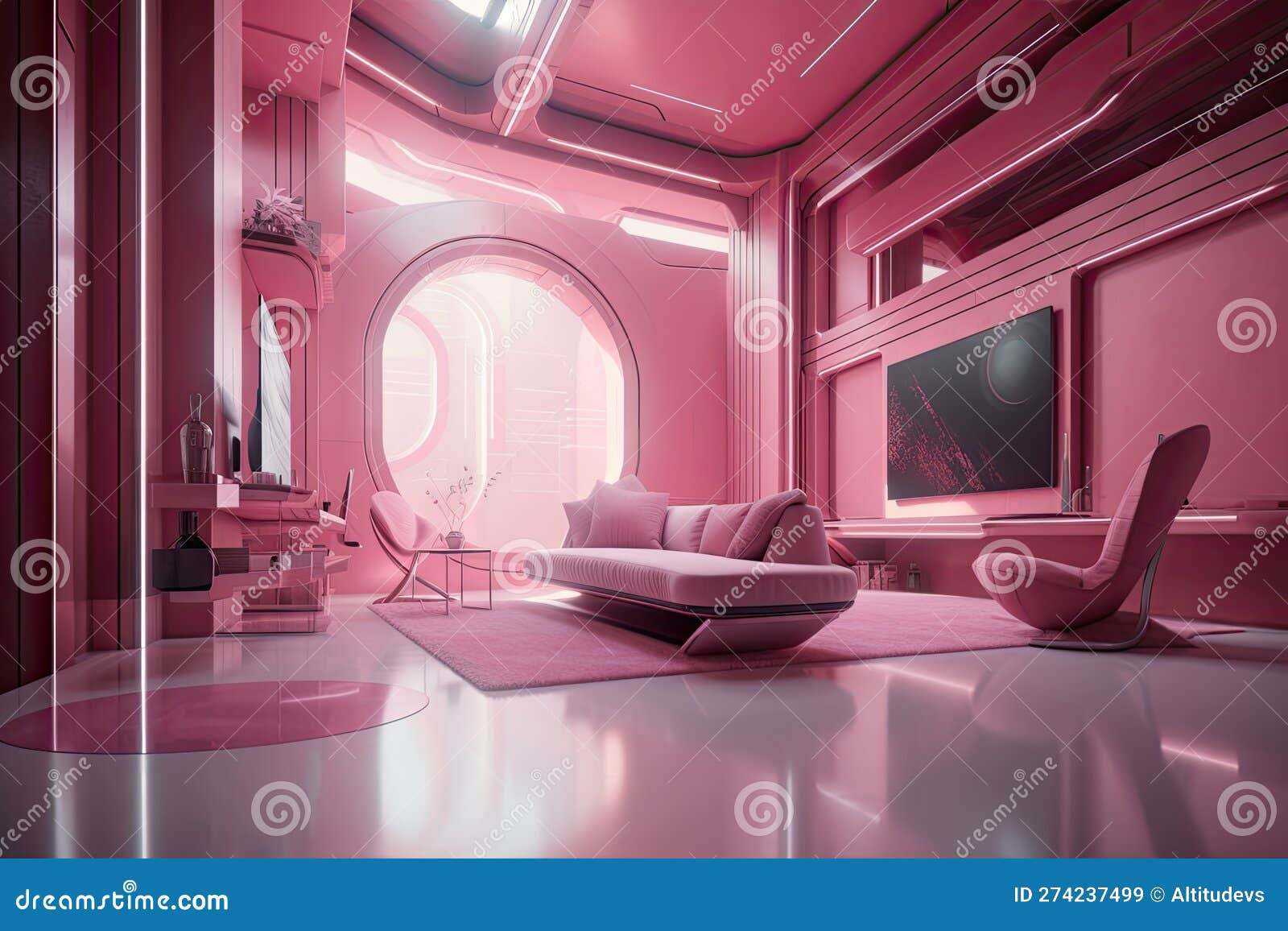 Pink Futuristic Setting, with Sleek and Stylish Design Elements, for a ...