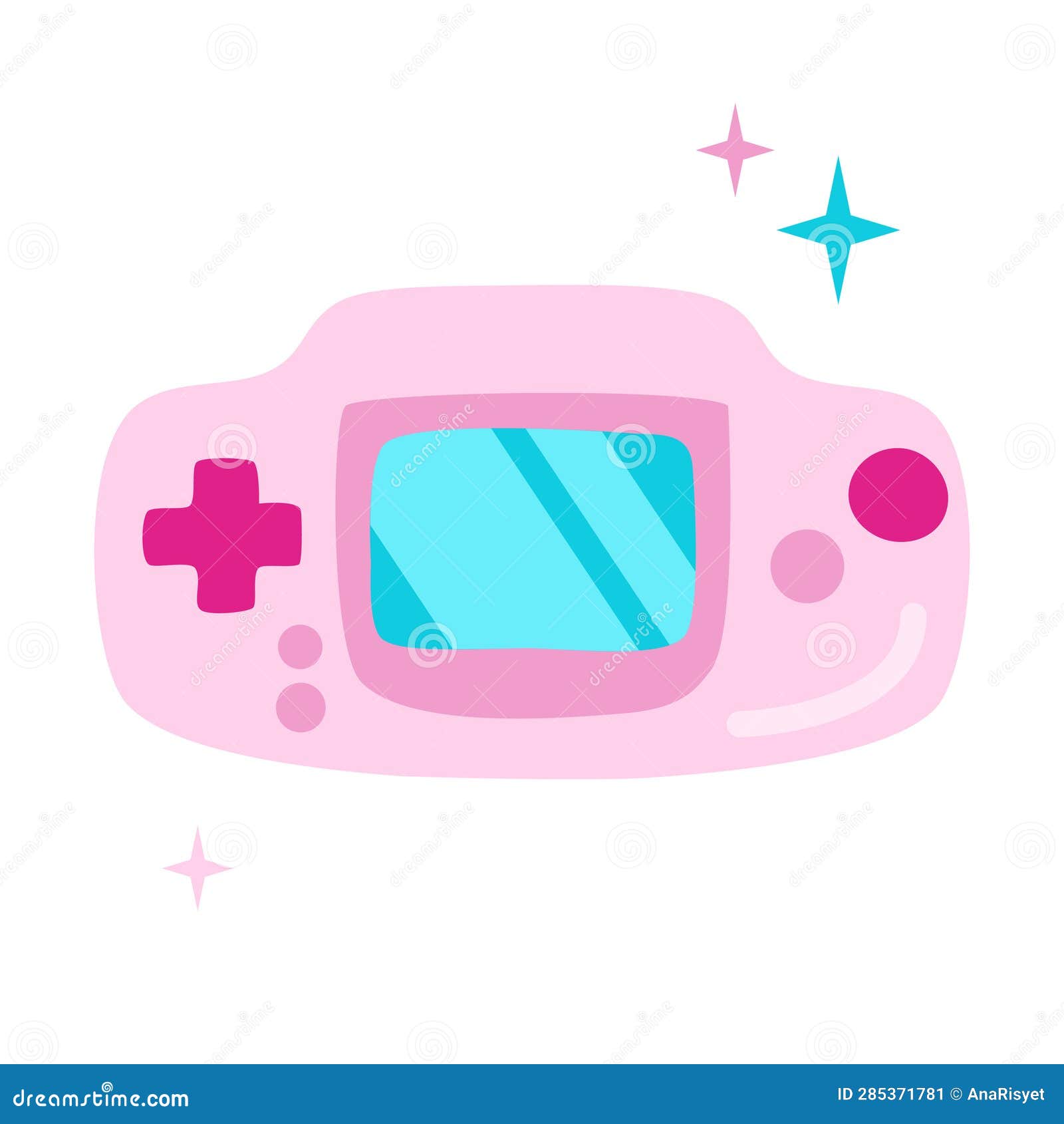 Pink Game Console in Flat Style. Trendy 80s 90s Design Element Stock ...