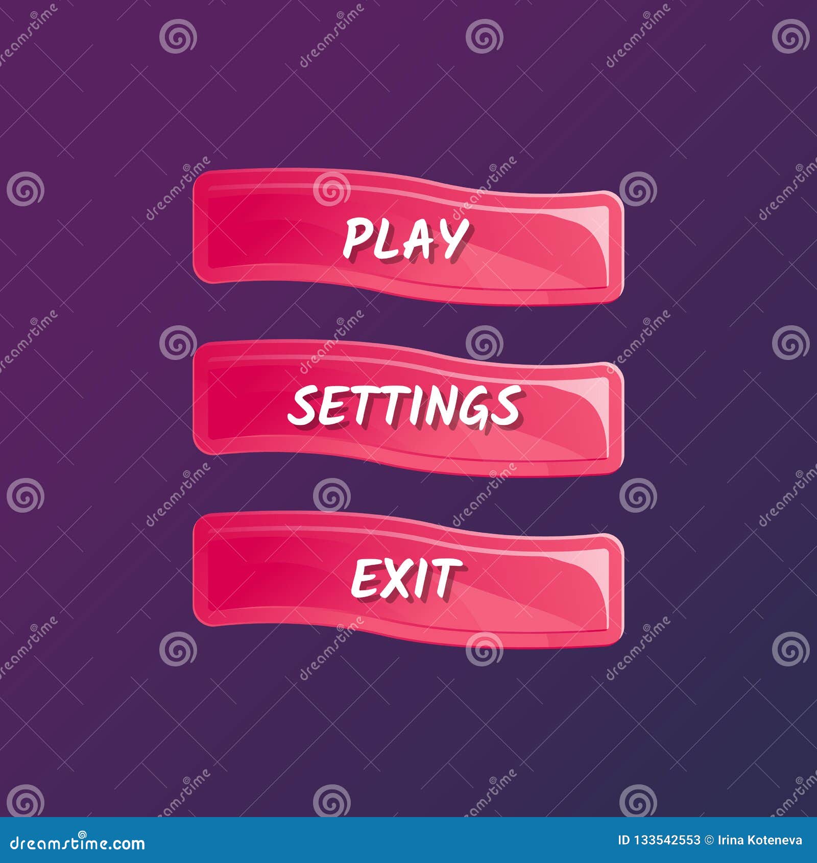 Pink Game Interface Elements in Cartoon Style Stock Illustration ...