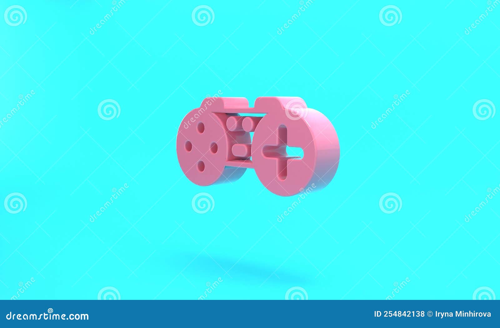 Pink Gamepad Icon Isolated on Turquoise Blue Background. Game ...
