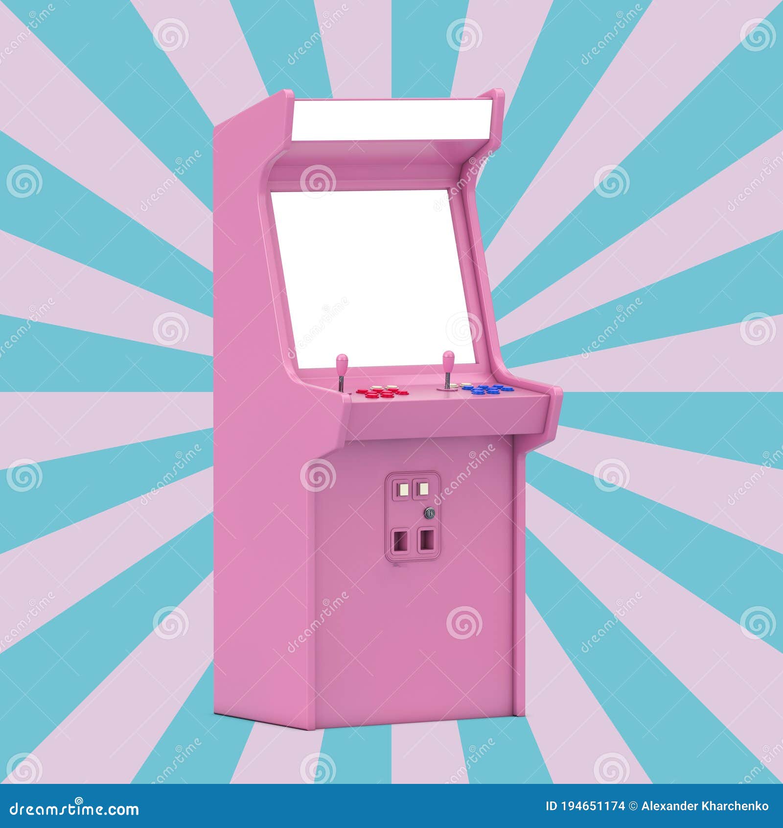 Gaming Arcade Machine With Blank Screen For Your Design. 3d Rend Stock ...