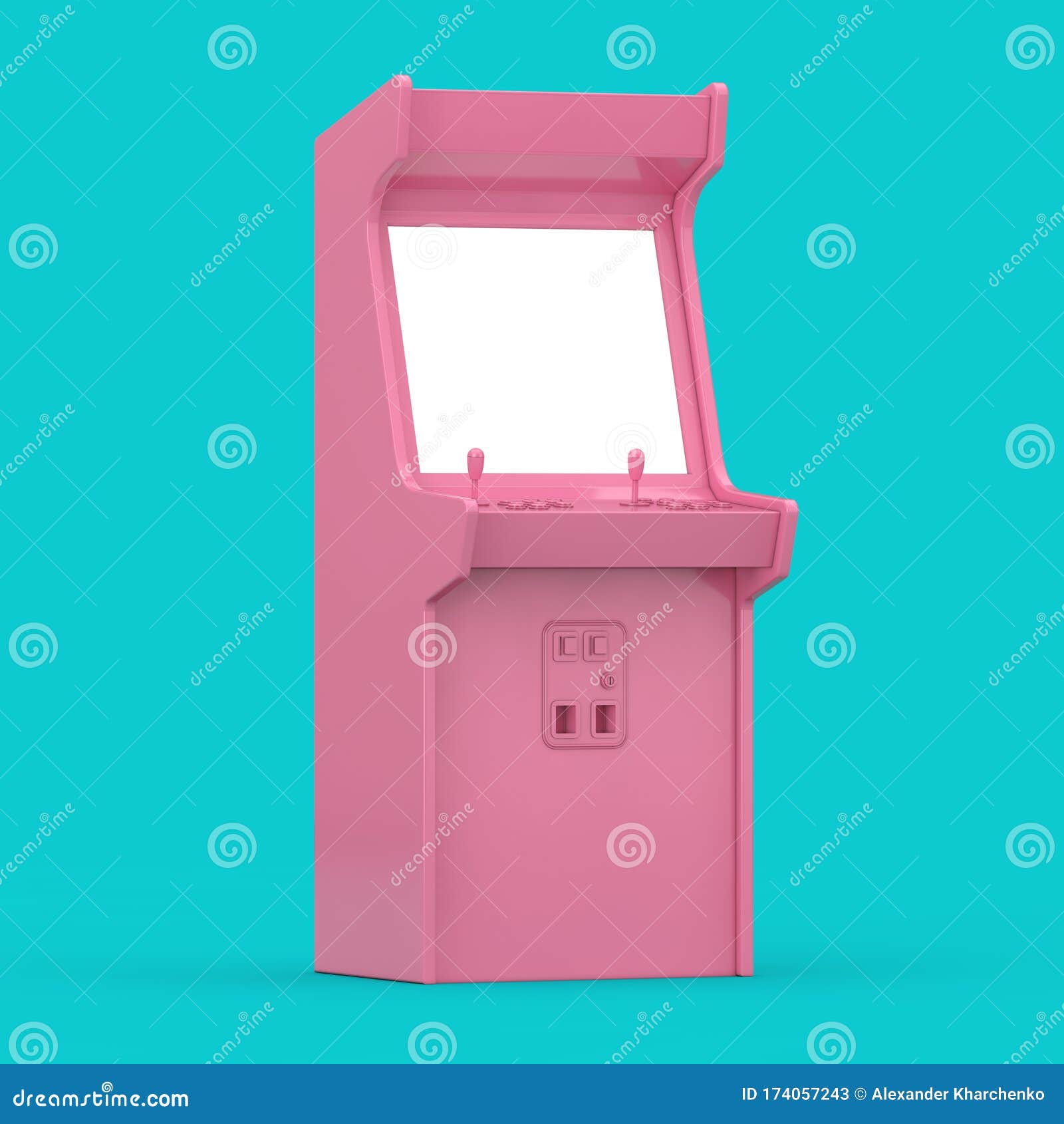 Pink Gaming Arcade Machine with Blank Screen for Your Design in Duotone ...