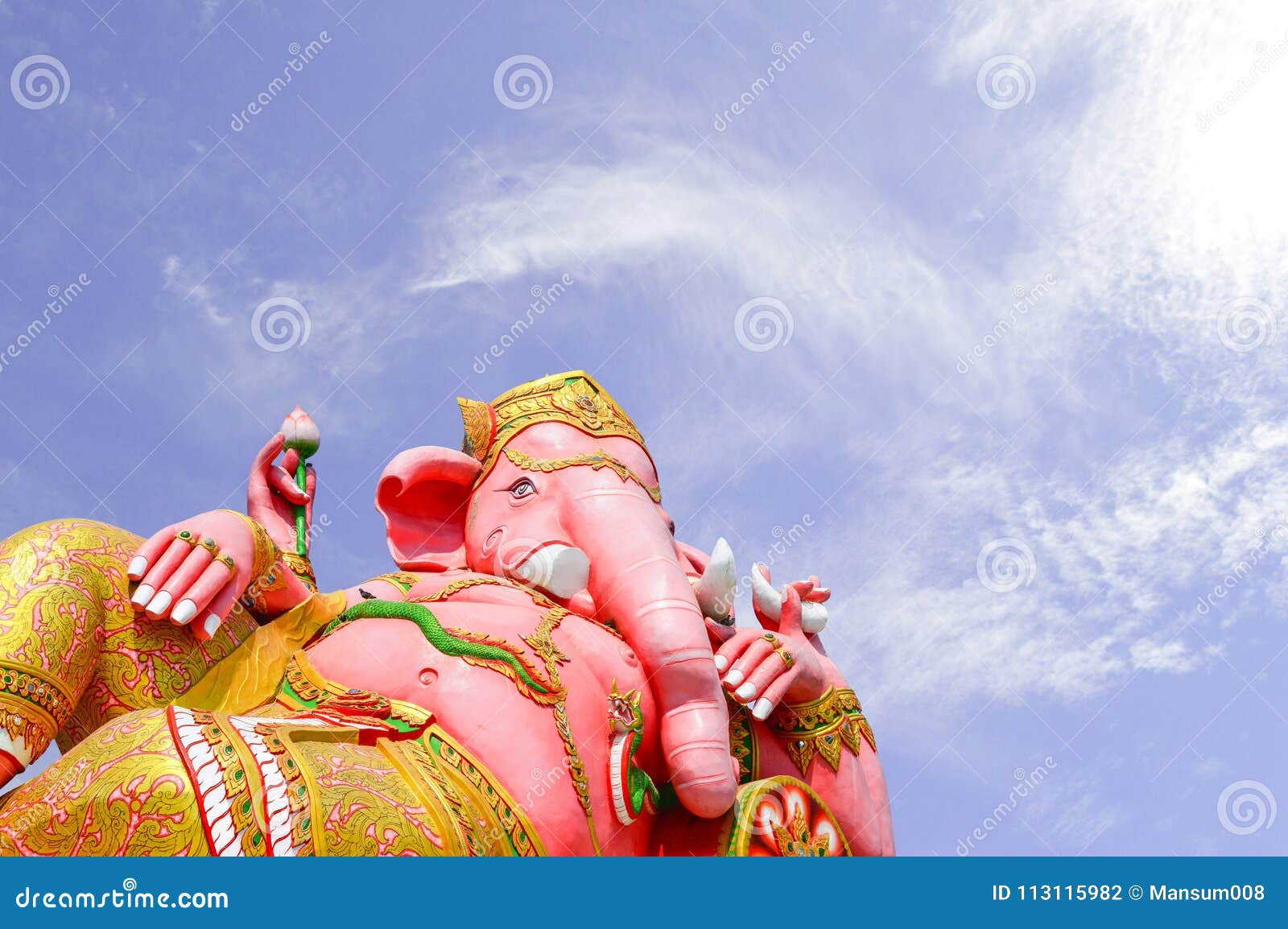 Pink Ganesh Statue on Blue Sky Stock Photo - Image of pink, belief ...