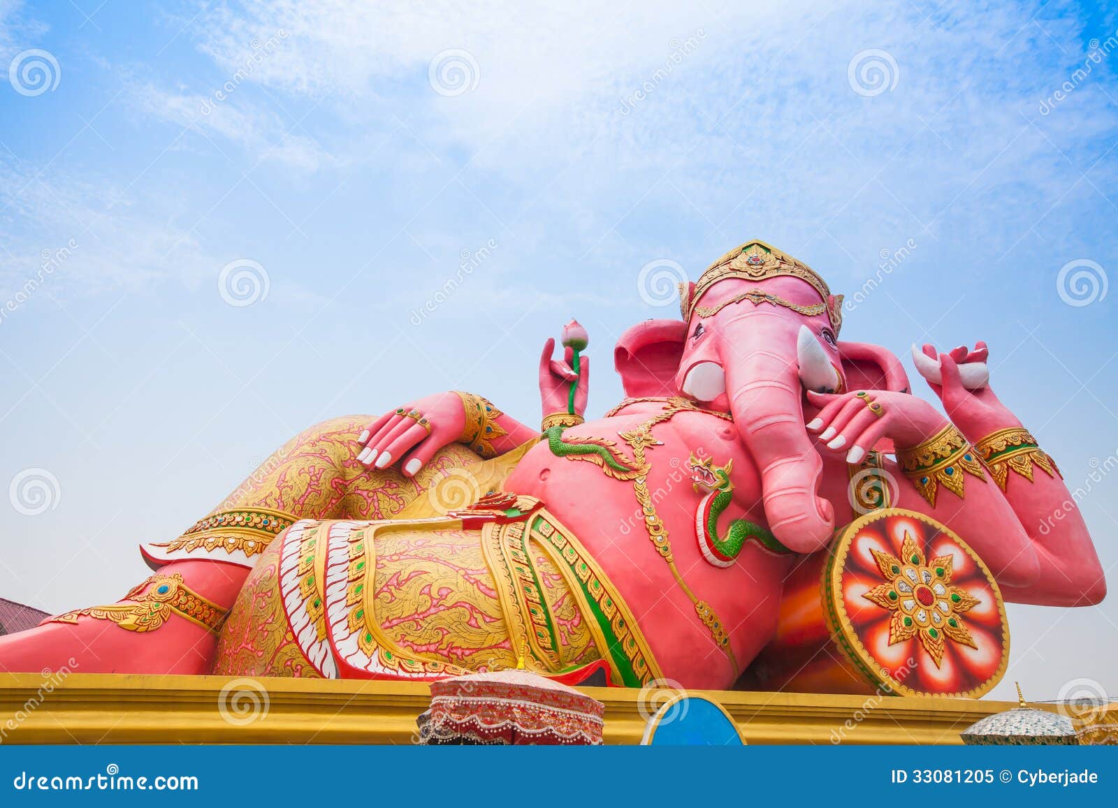 Pink Ganesha in Relaxing Protrait on Blue Sky Stock Image - Image of ...