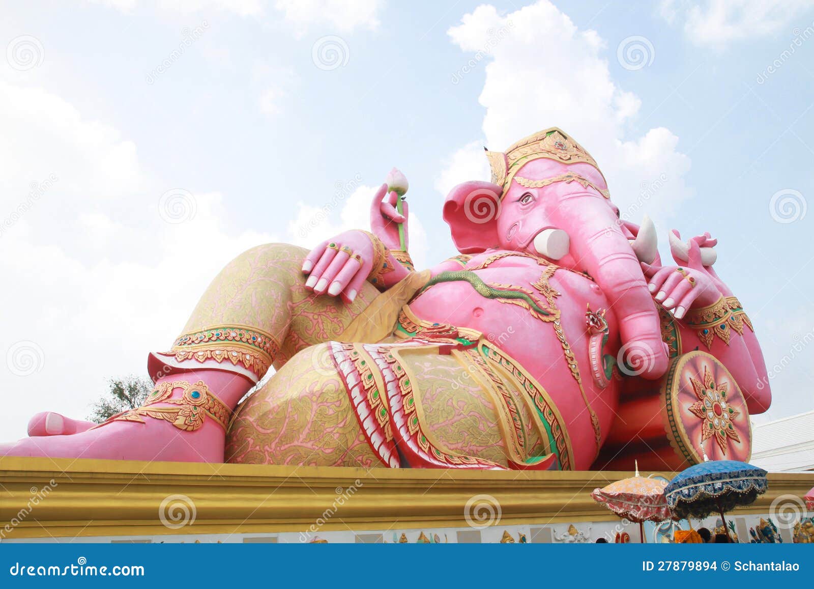 Pink Ganesha Statue Wat Samarn Editorial Stock Image - Image of ...