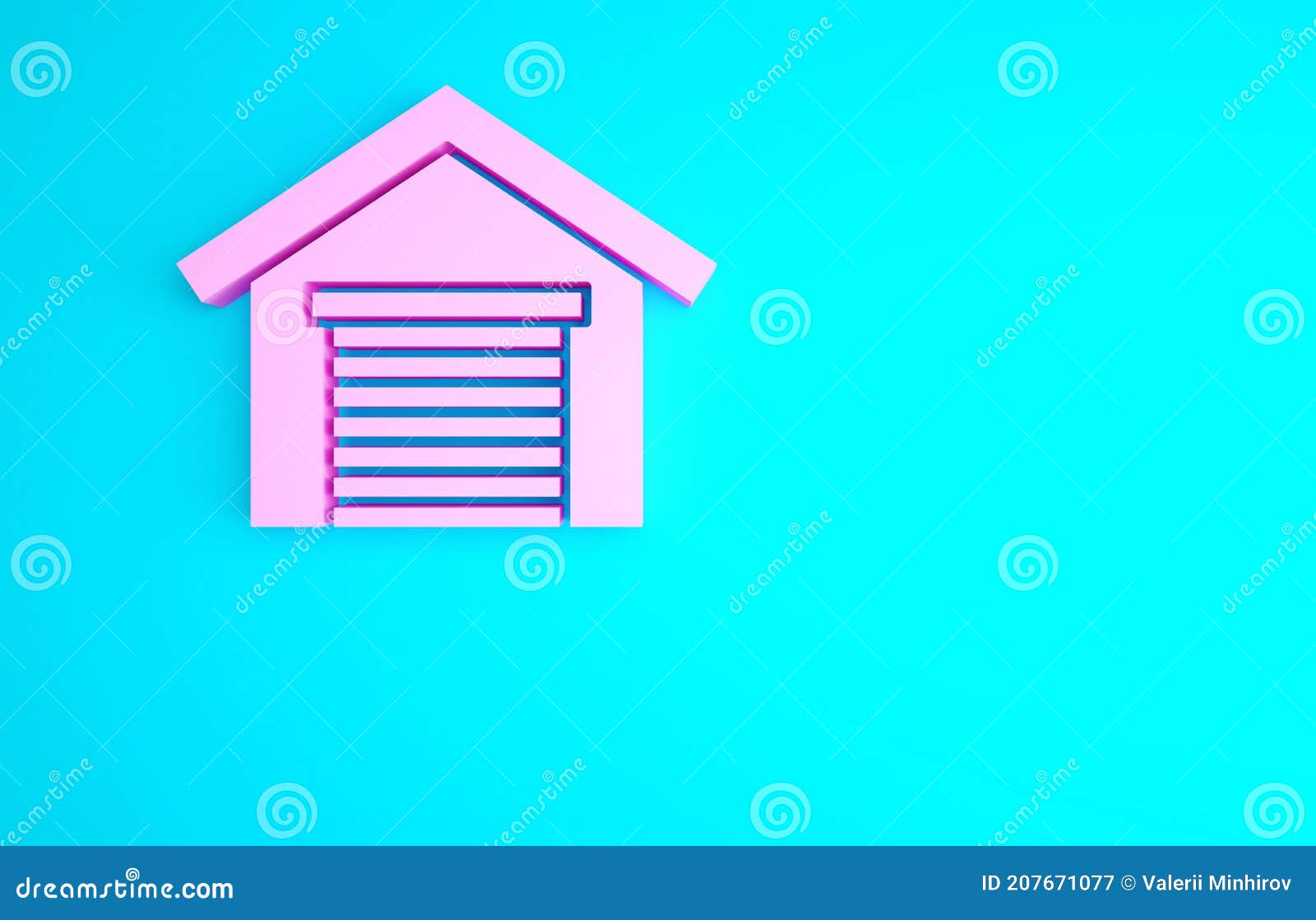 Pink Garage Icon Isolated on Blue Background. Minimalism Concept Stock ...