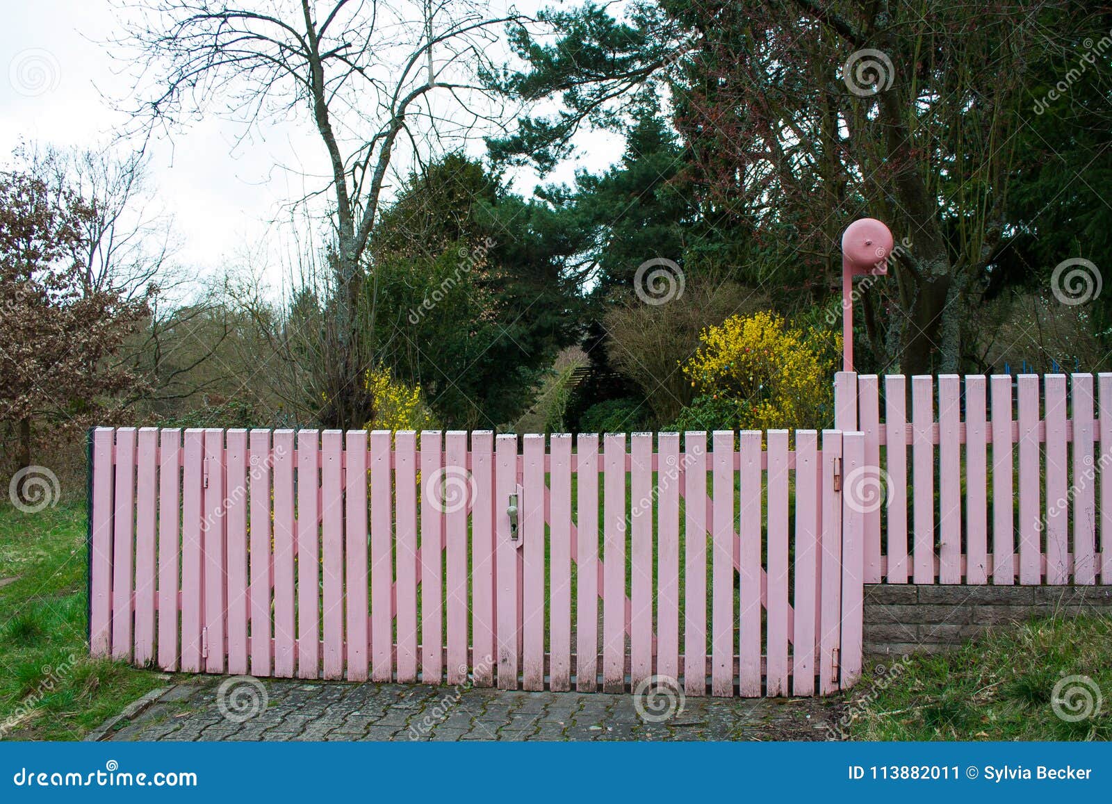 Pink garden gate stock image. Image of forest, abstract - 113882011