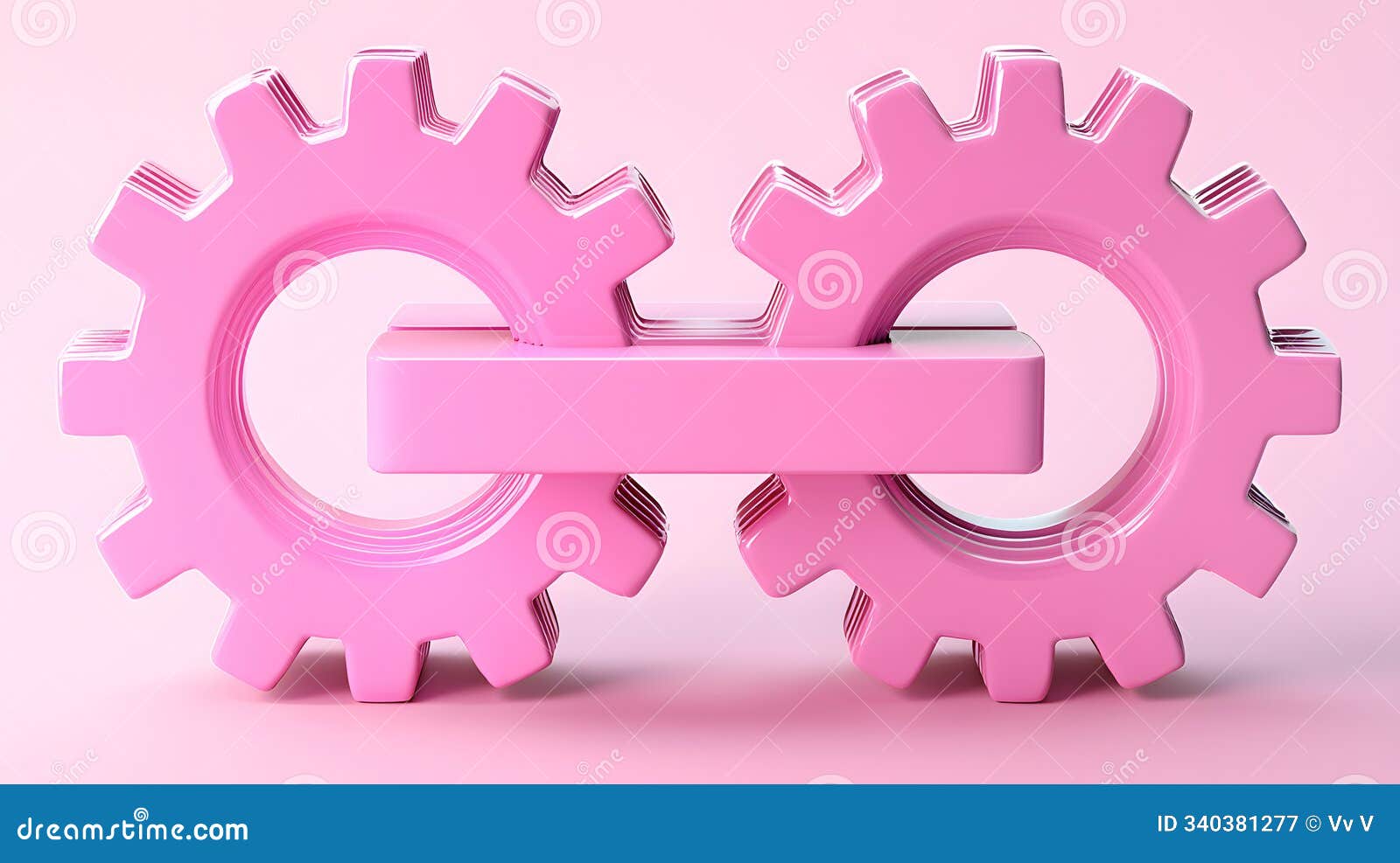 Pink Gears Linked Together Symbolizing Teamwork Stock Illustration ...