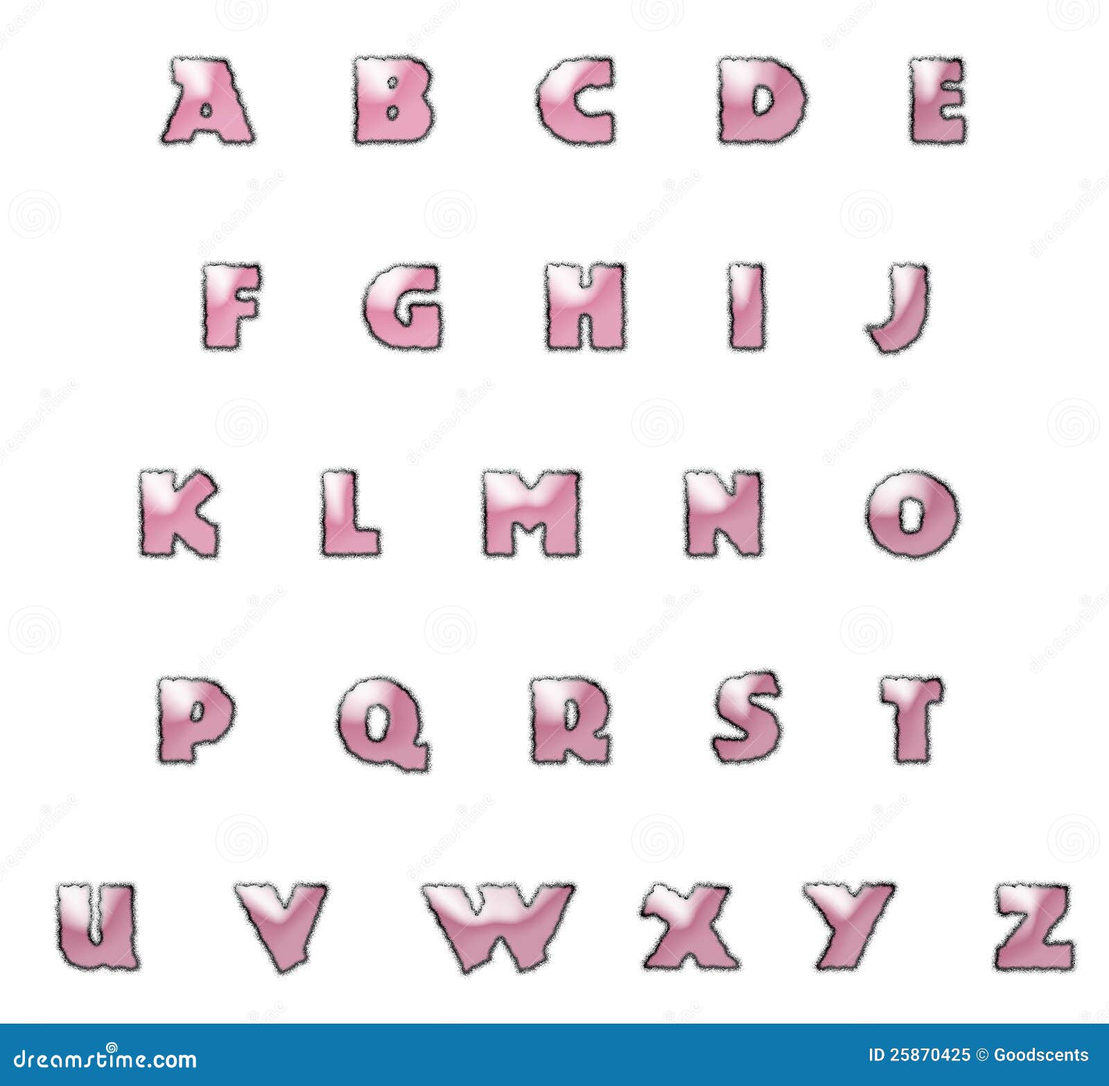 Pink gel alphabet letters stock illustration. Illustration of speckles ...