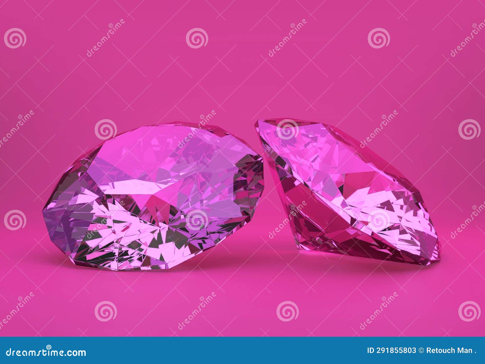 Pink Gems or Diamonds, Bright Pink Background Stock Image - Image of ...
