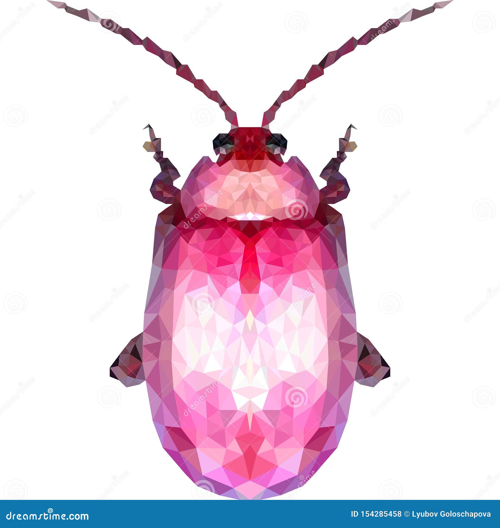 Colorful Polygonal Vector of a Pink Beetle. Symmetrical Crystal ...
