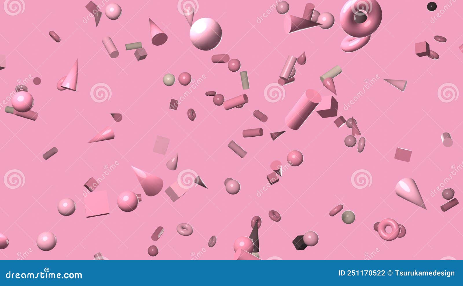 Pink Geometric Objects on Pink Background. Stock Illustration ...