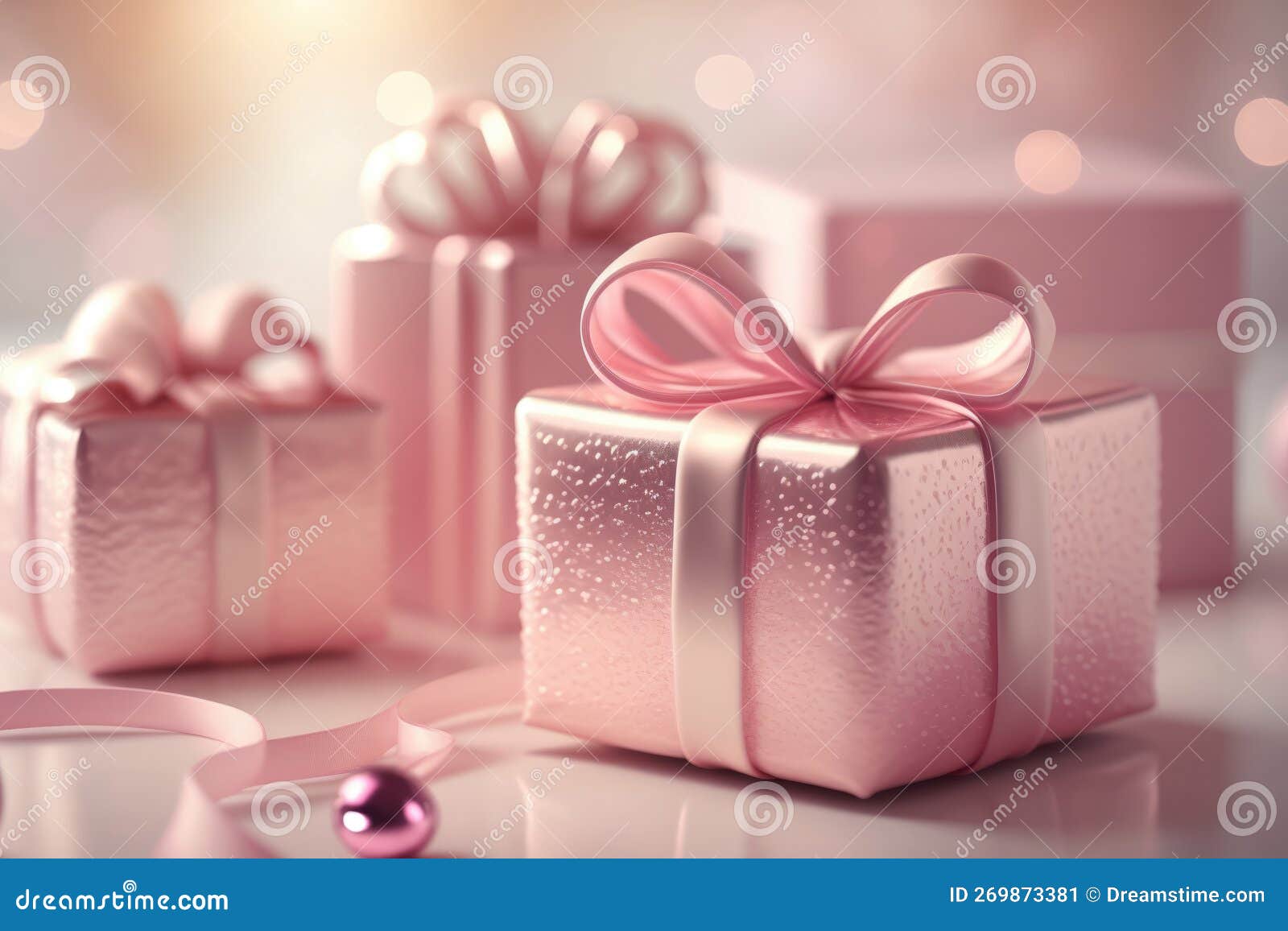 Pink Gift Box Background. Illustration Generative AI Stock Illustration ...