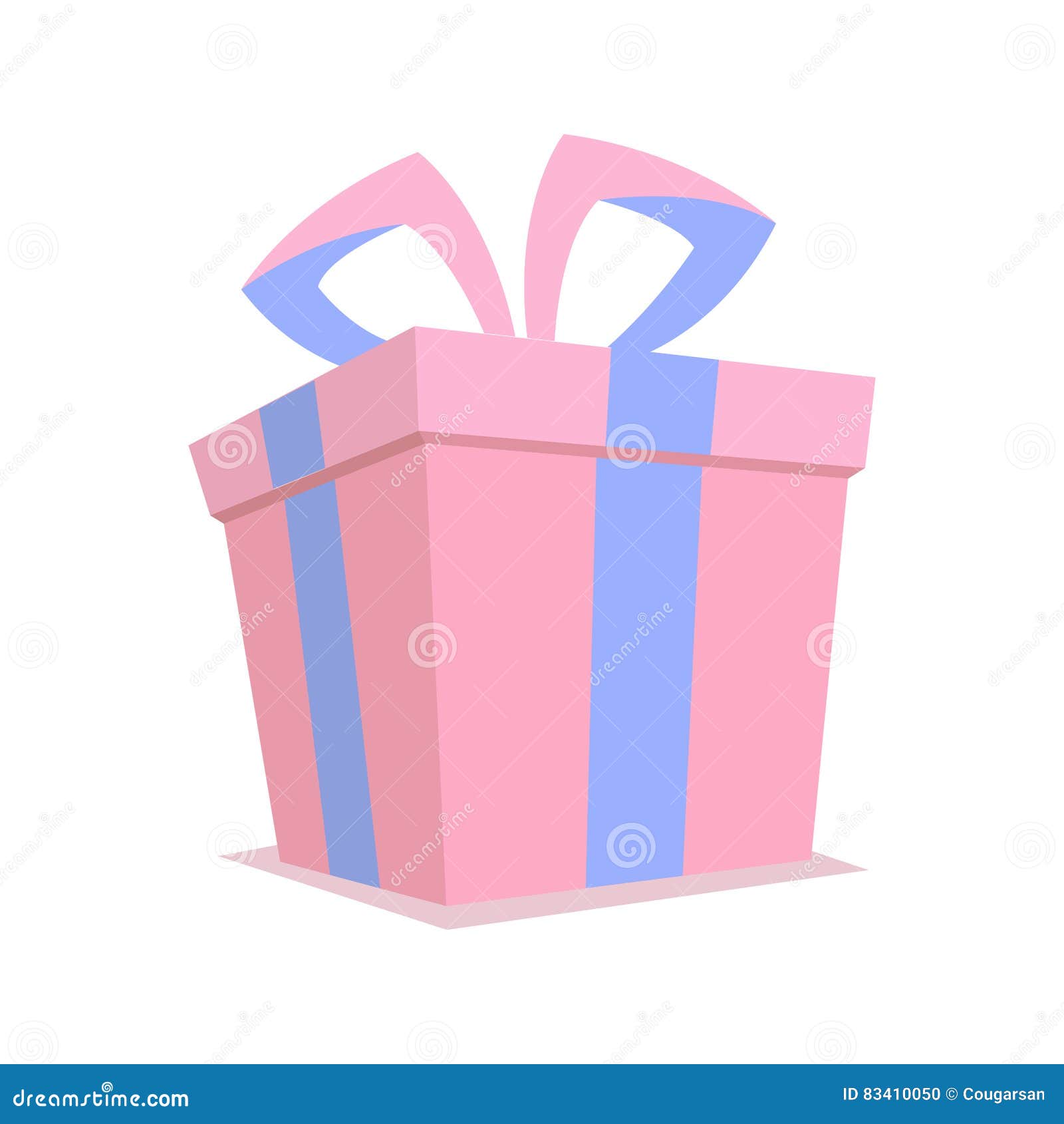 Pink Gift Box with Blue Ribbon Packaging Stock Illustration ...