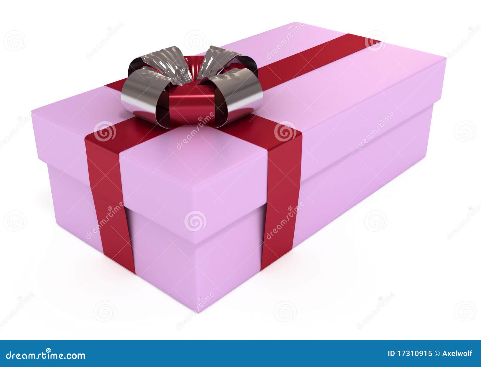 Pink Gift Box, with Red Ribbon and Bow, Isolated Stock Illustration ...
