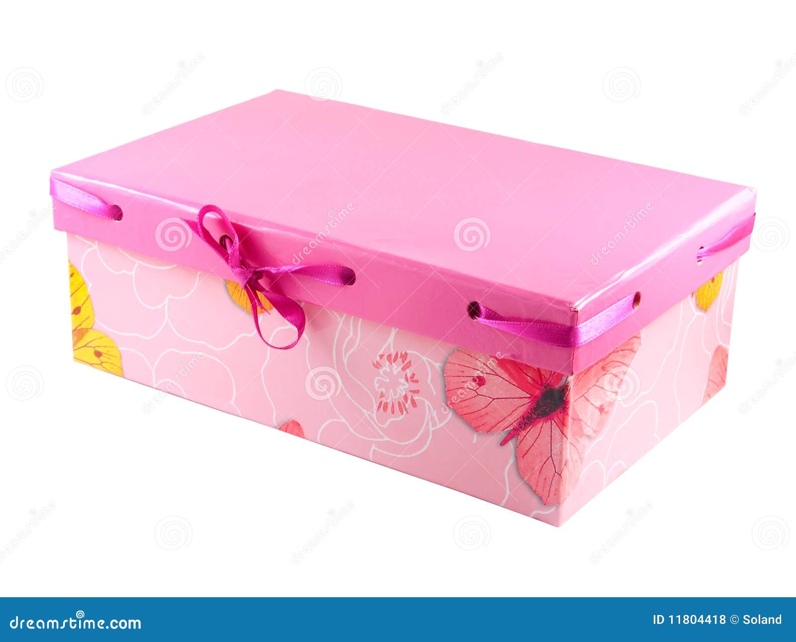 Pink Gift Box with Ribbon Isolated on White Stock Photo - Image of ...